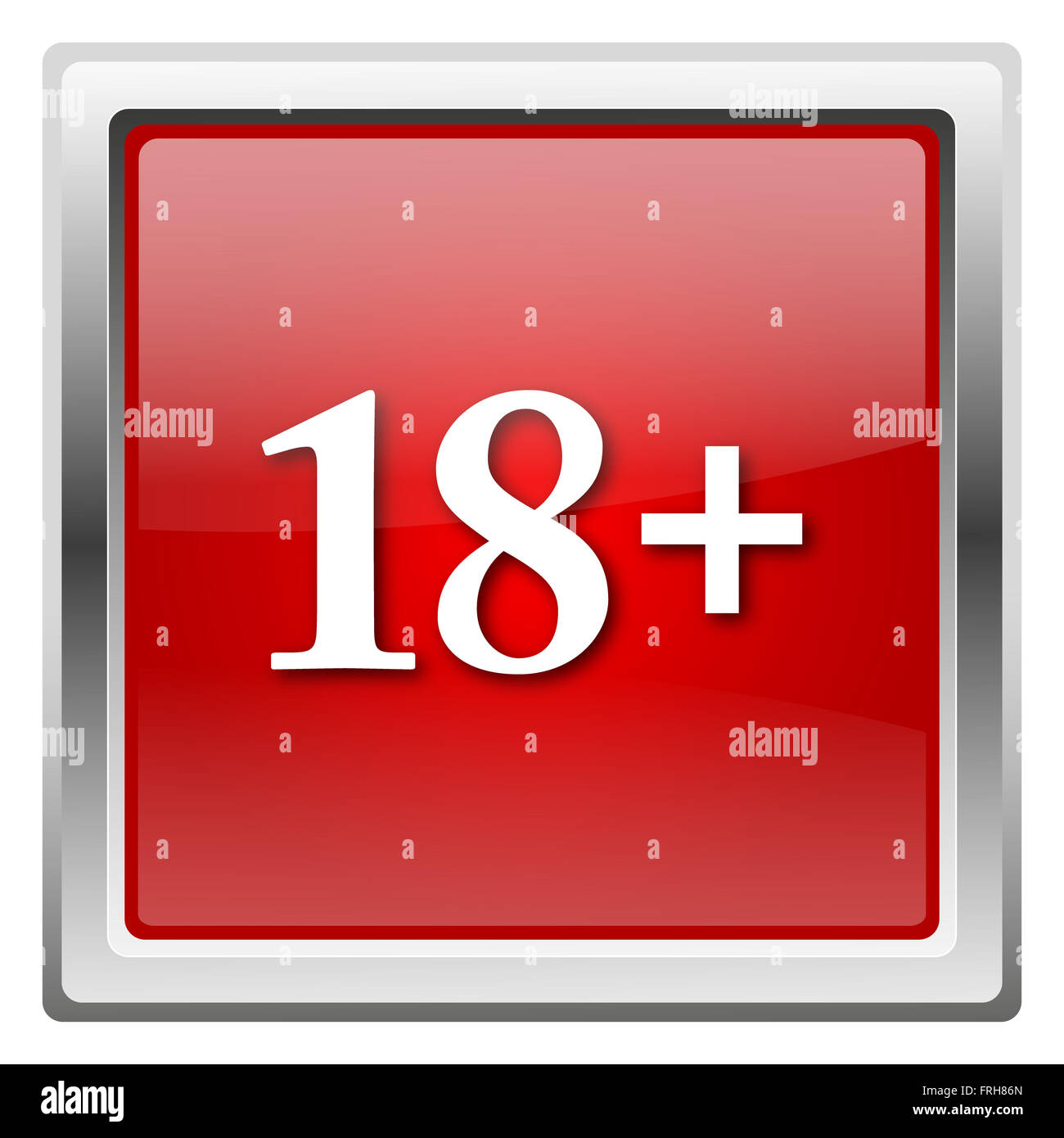 Metallic icon with white design on red background Stock Photo - Alamy