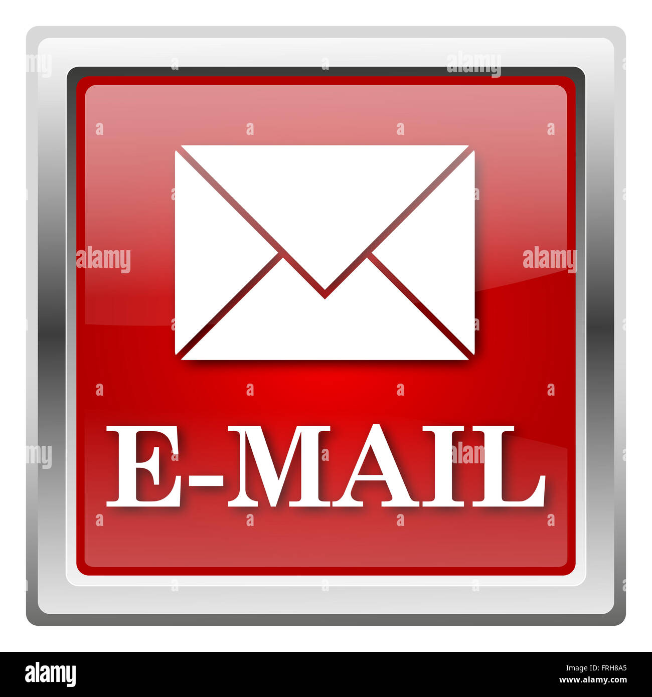 Metallic icon with white design on red background Stock Photo - Alamy