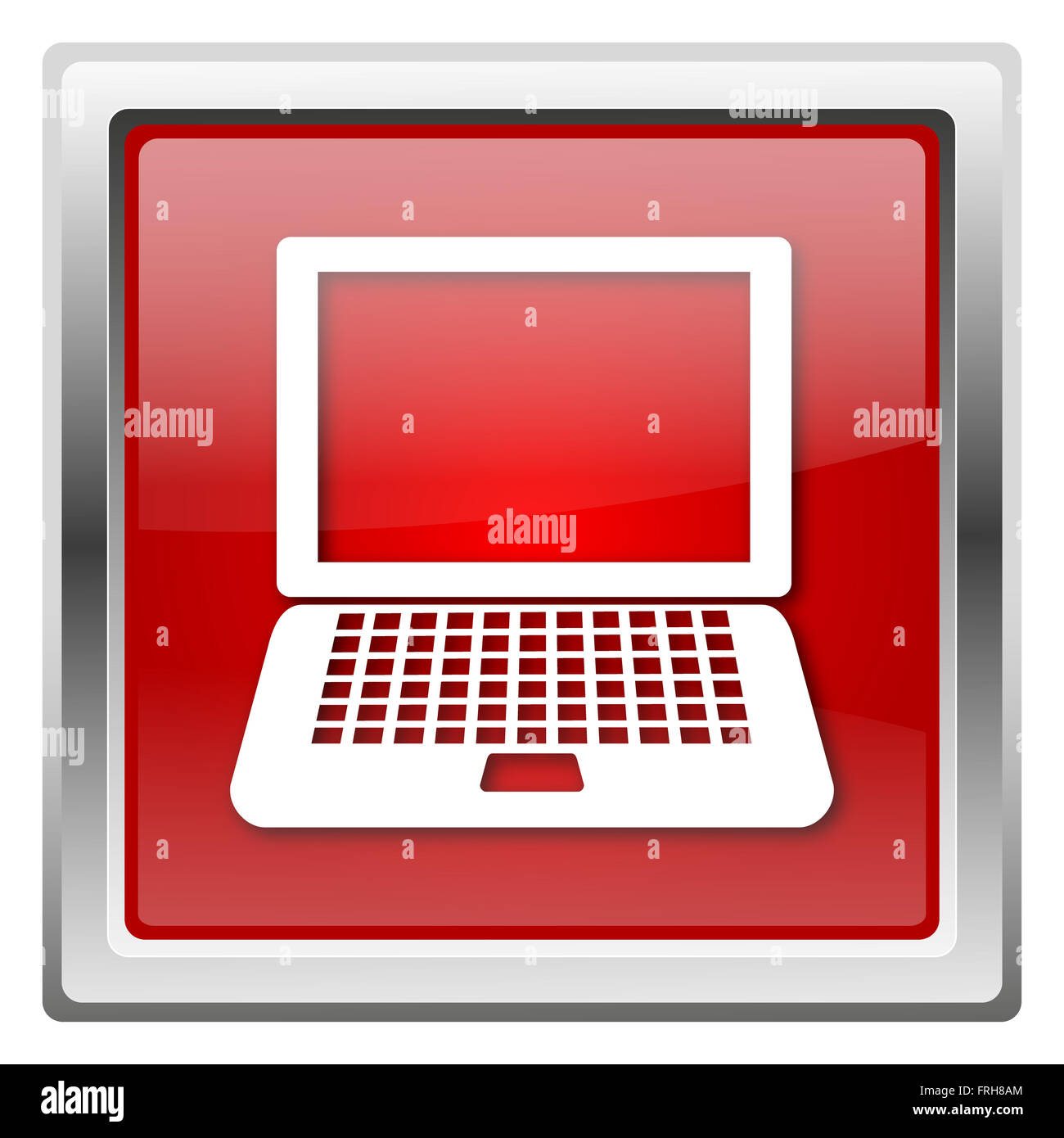 Metallic icon with white design on red background Stock Photo - Alamy