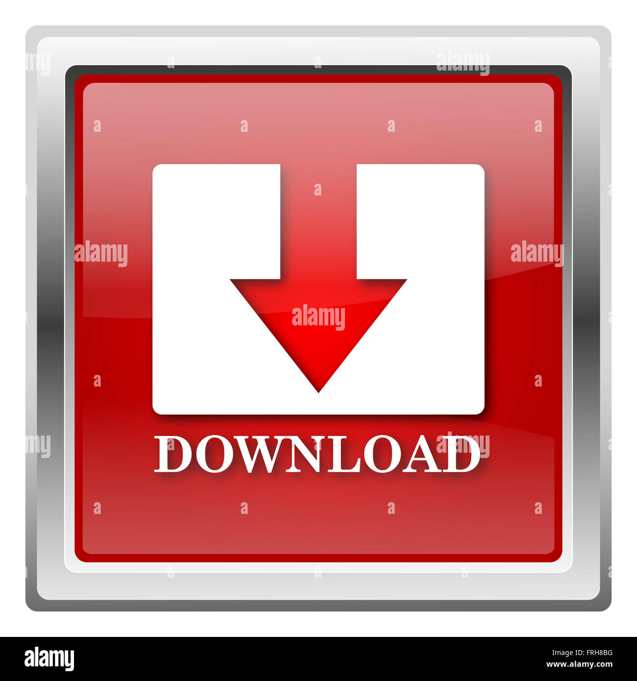 Metallic icon with white design on red background Stock Photo - Alamy