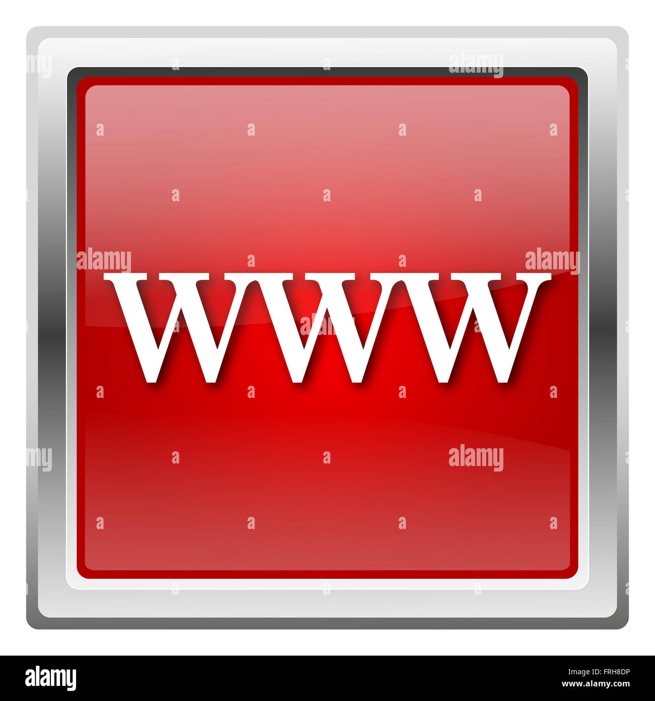 Metallic icon with white design on red background Stock Photo - Alamy