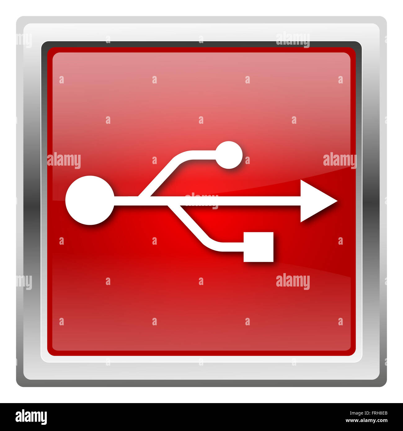 Metallic icon with white design on red background Stock Photo - Alamy