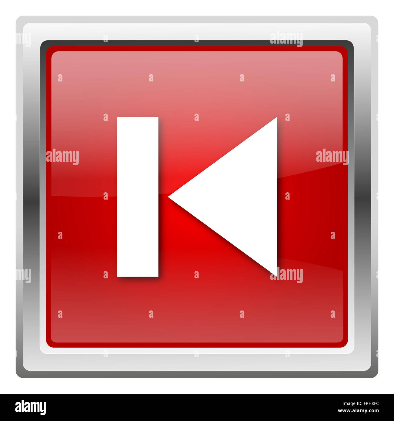 Metallic icon with white design on red background Stock Photo - Alamy