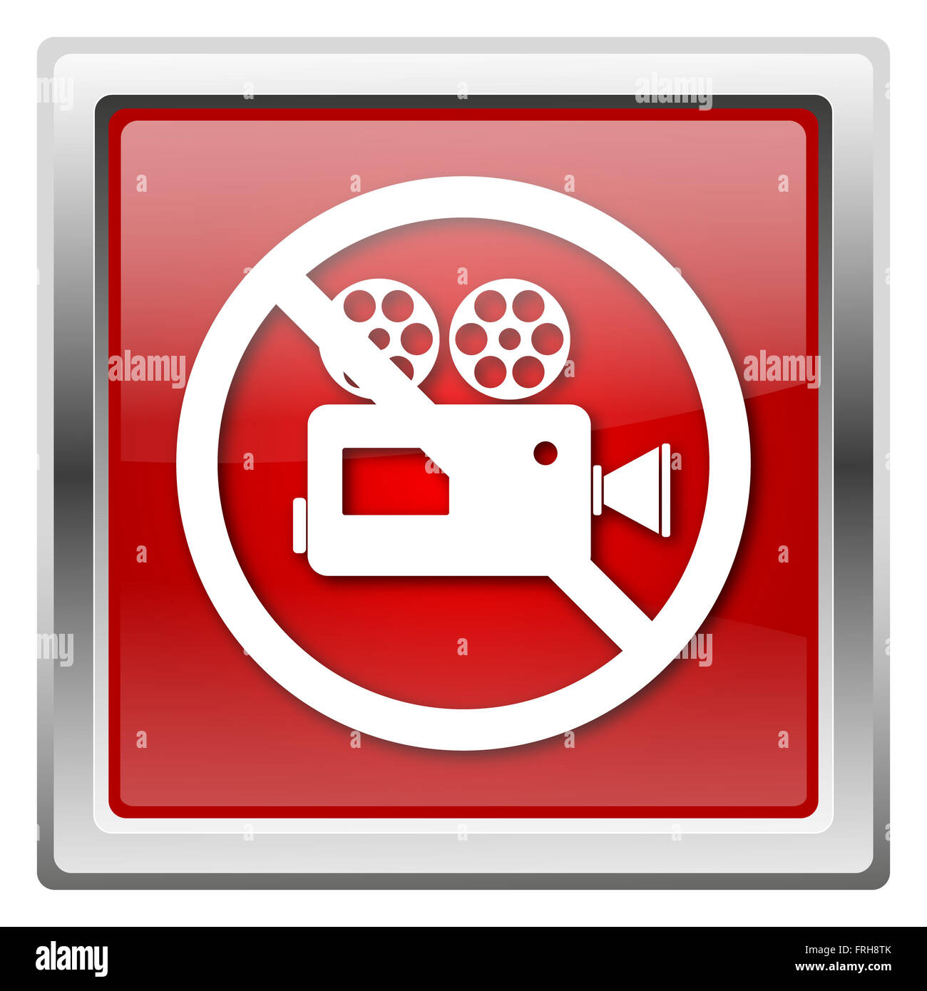 Metallic icon with white design on red background Stock Photo - Alamy