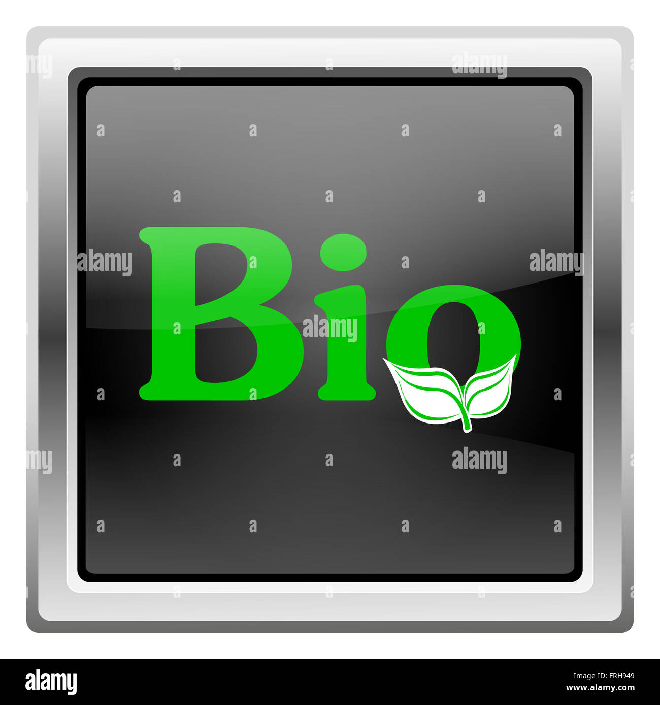 Metallic icon with green design on black background Stock Photo - Alamy