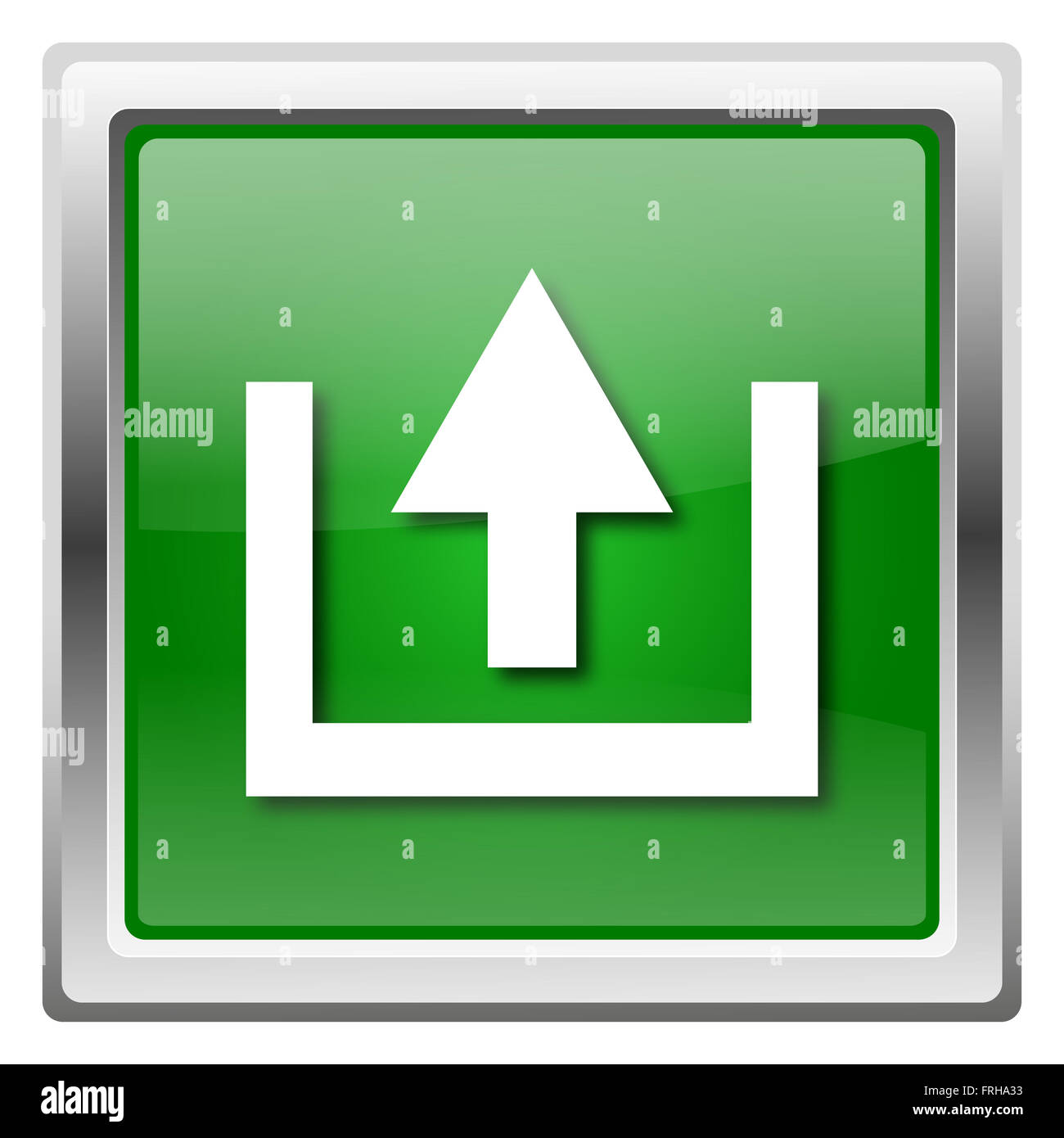 Metallic icon with white design on green background Stock Photo - Alamy