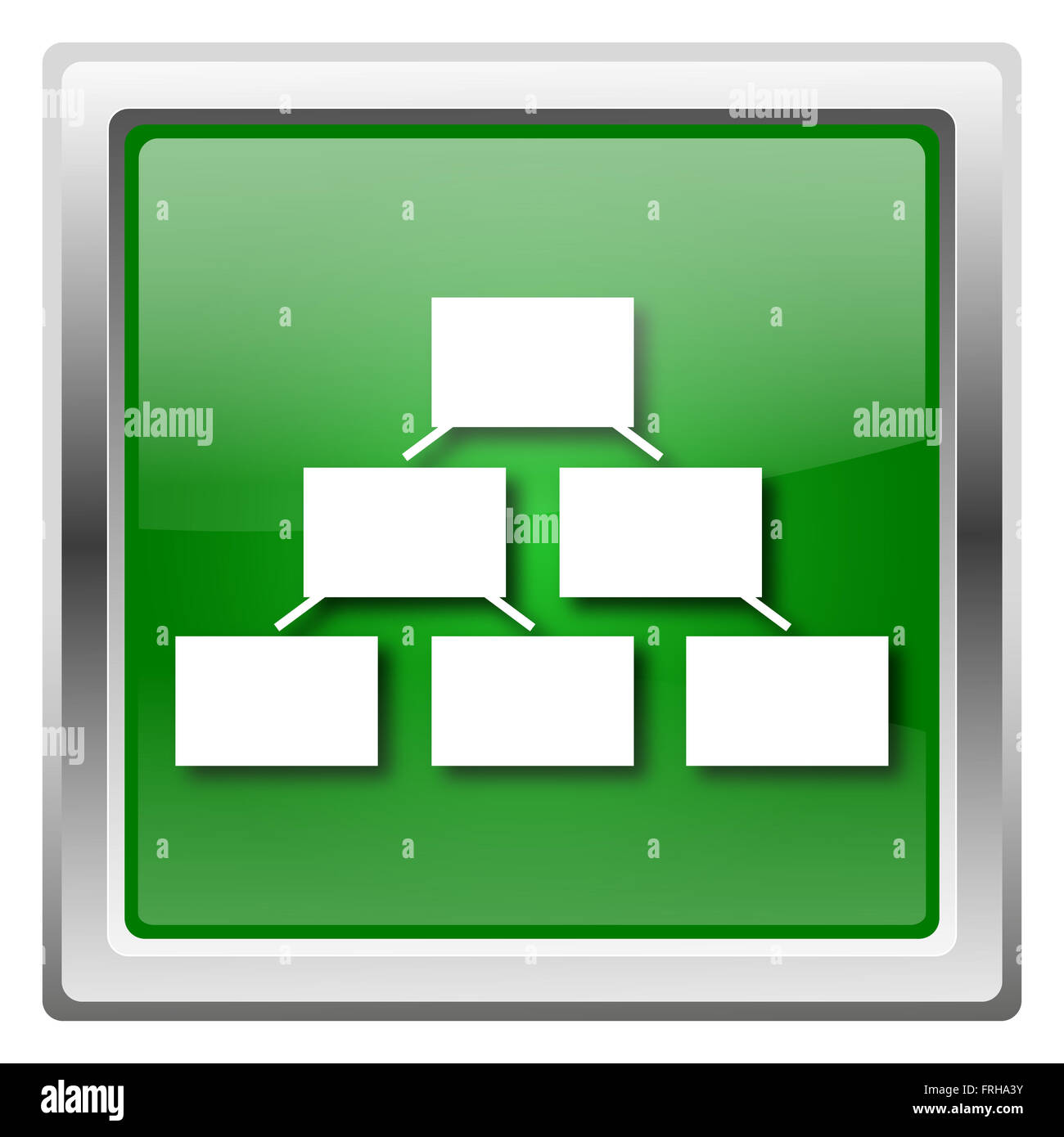 Metallic icon with white design on green background Stock Photo - Alamy