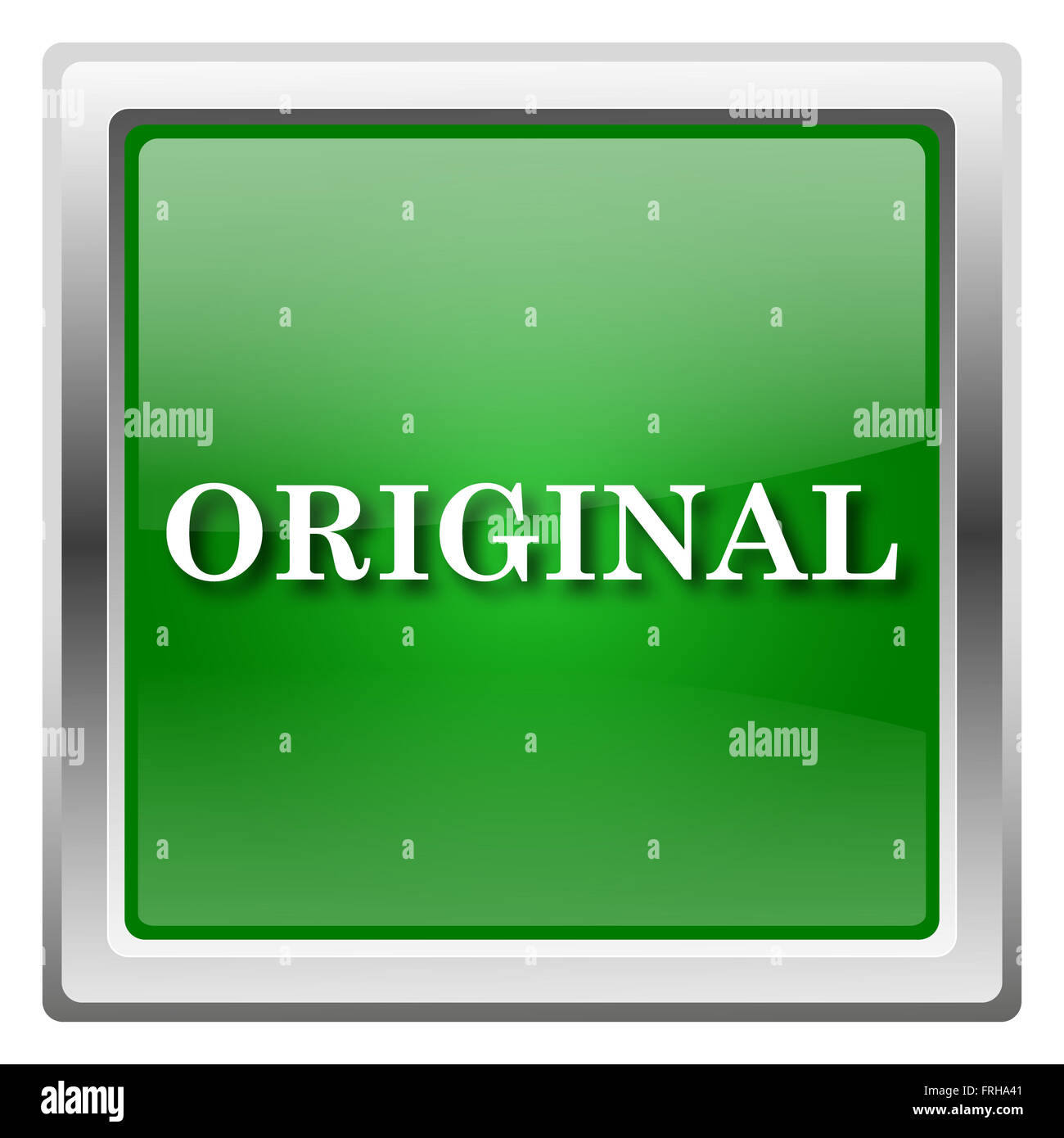 Metallic icon with white design on green background Stock Photo - Alamy