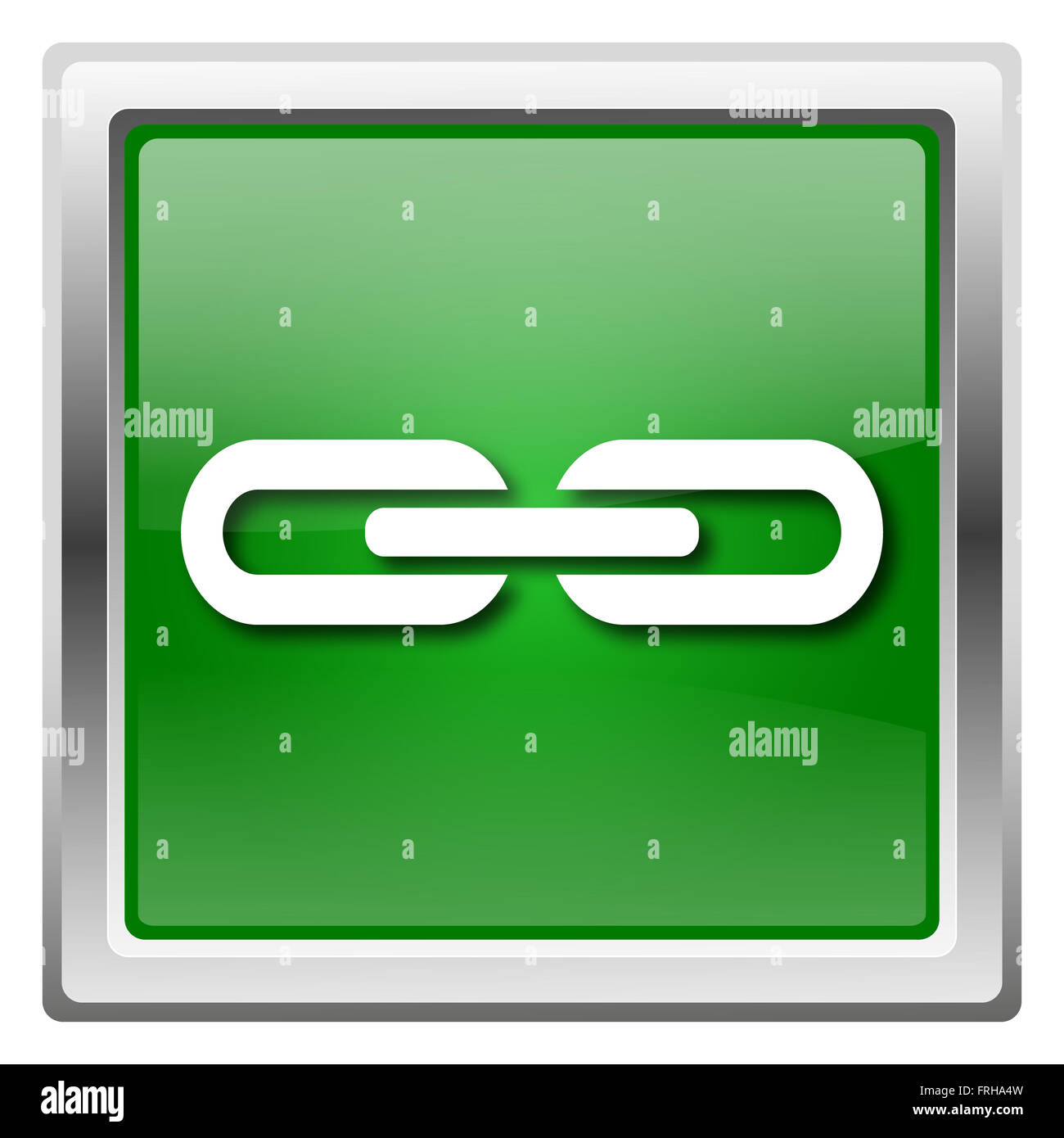Metallic icon with white design on green background Stock Photo - Alamy