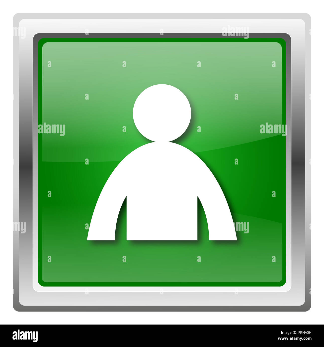 Metallic icon with white design on green background Stock Photo - Alamy