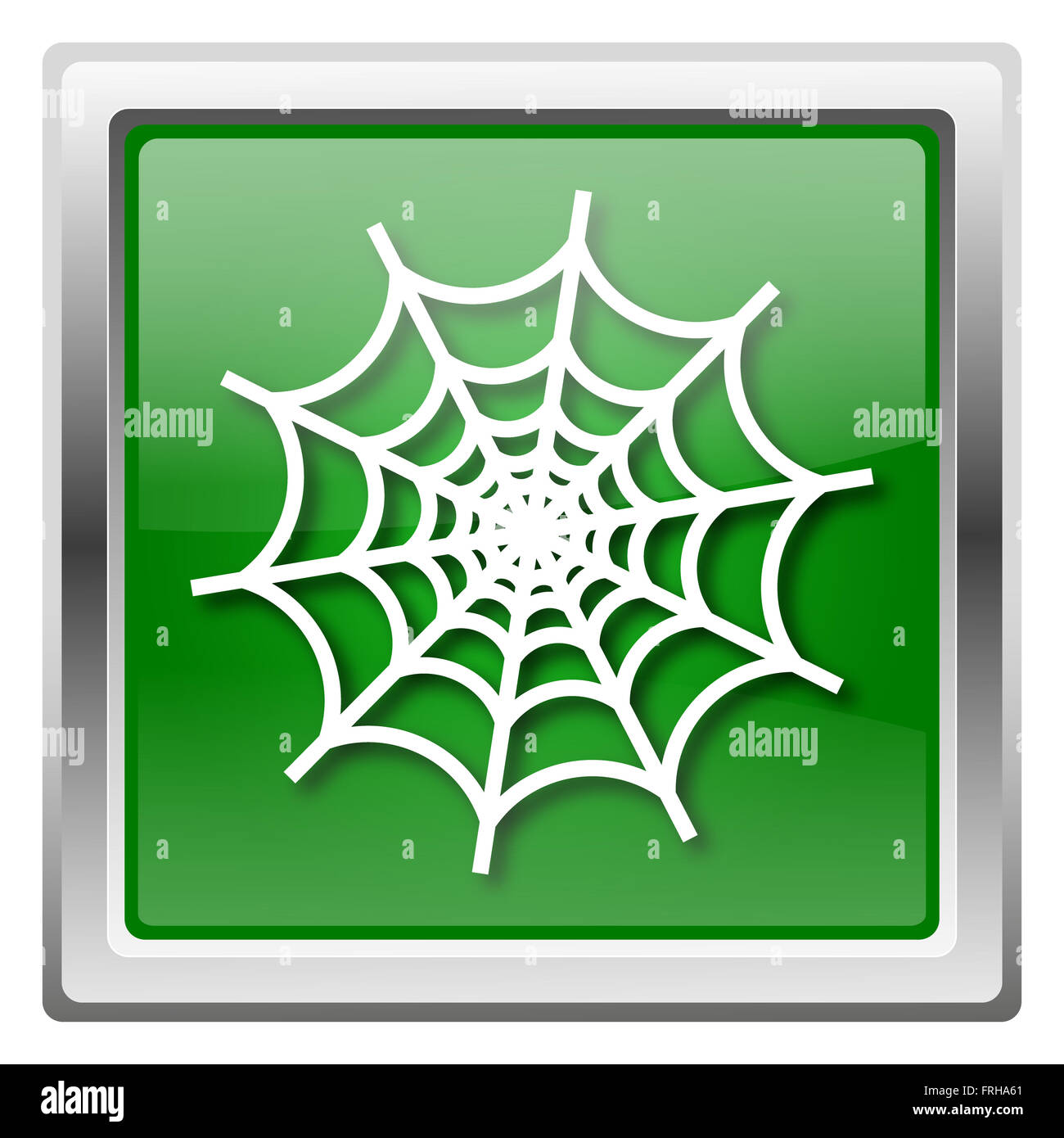 Metallic icon with white design on green background Stock Photo - Alamy