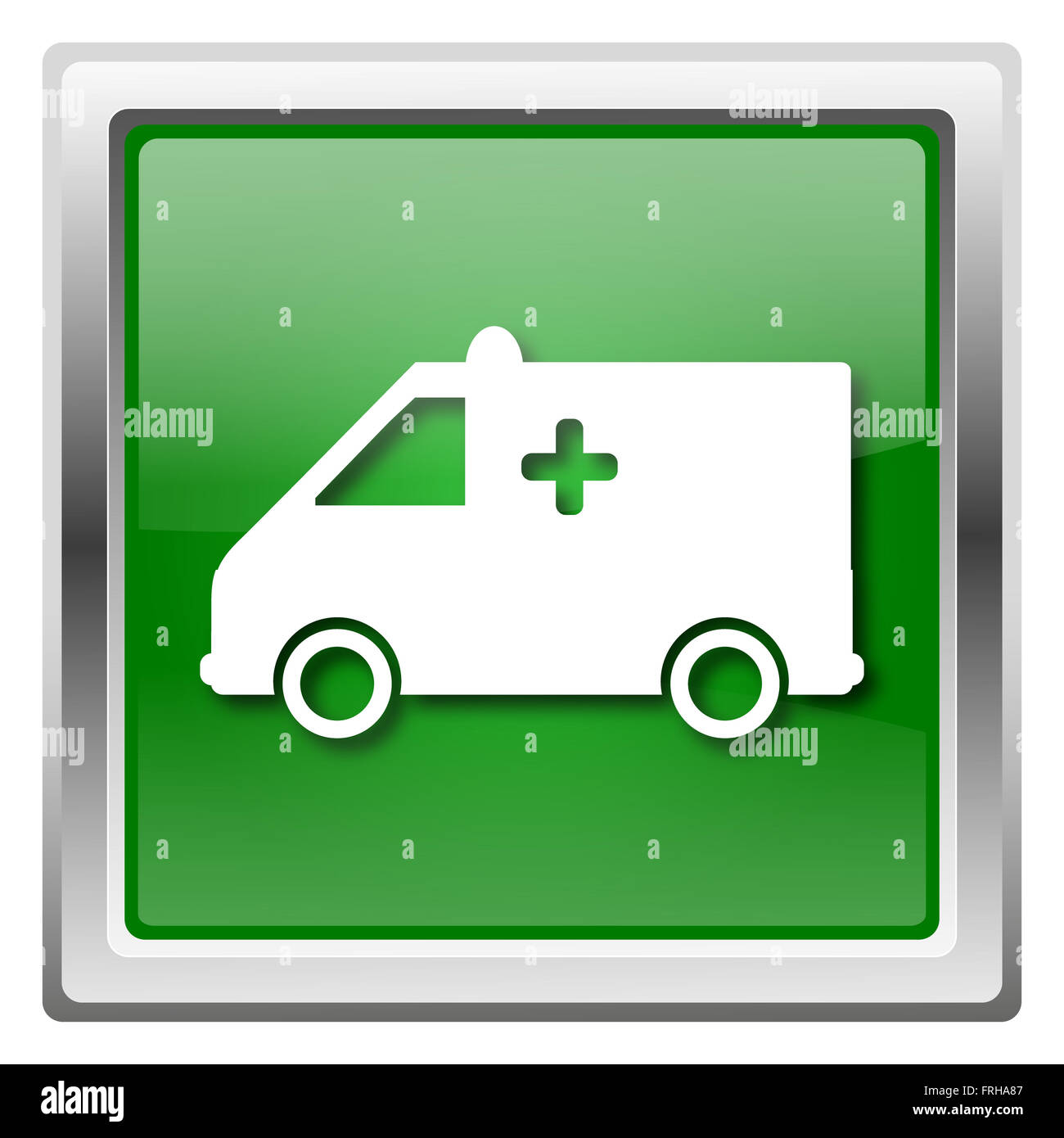 Metallic icon with white design on green background Stock Photo - Alamy