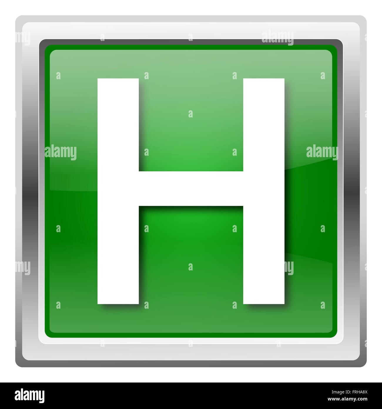 Metallic icon with white design on green background Stock Photo - Alamy