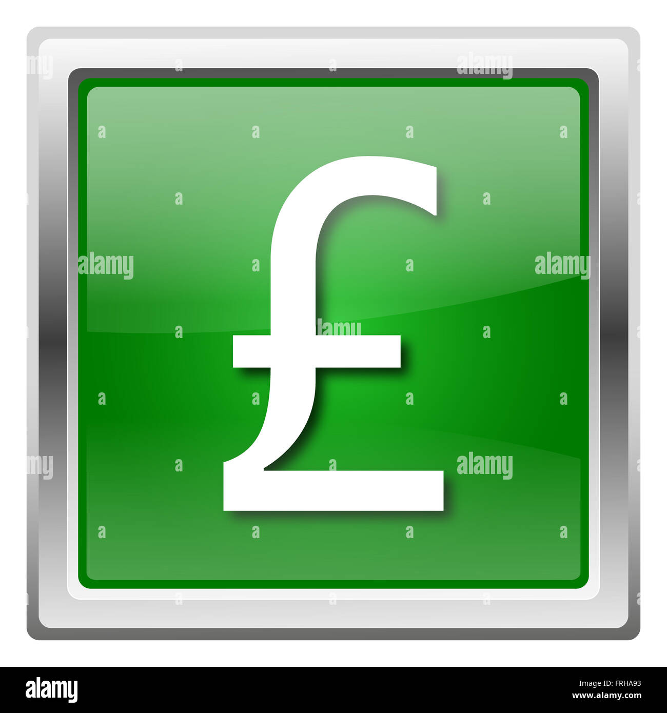 Metallic icon with white design on green background Stock Photo - Alamy