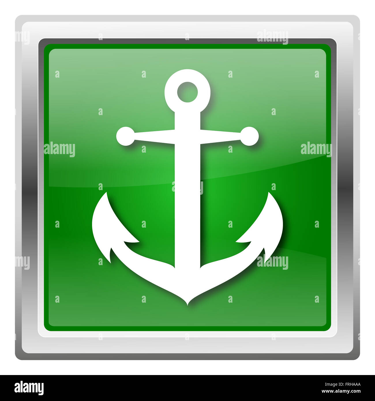 Metallic icon with white design on green background Stock Photo - Alamy