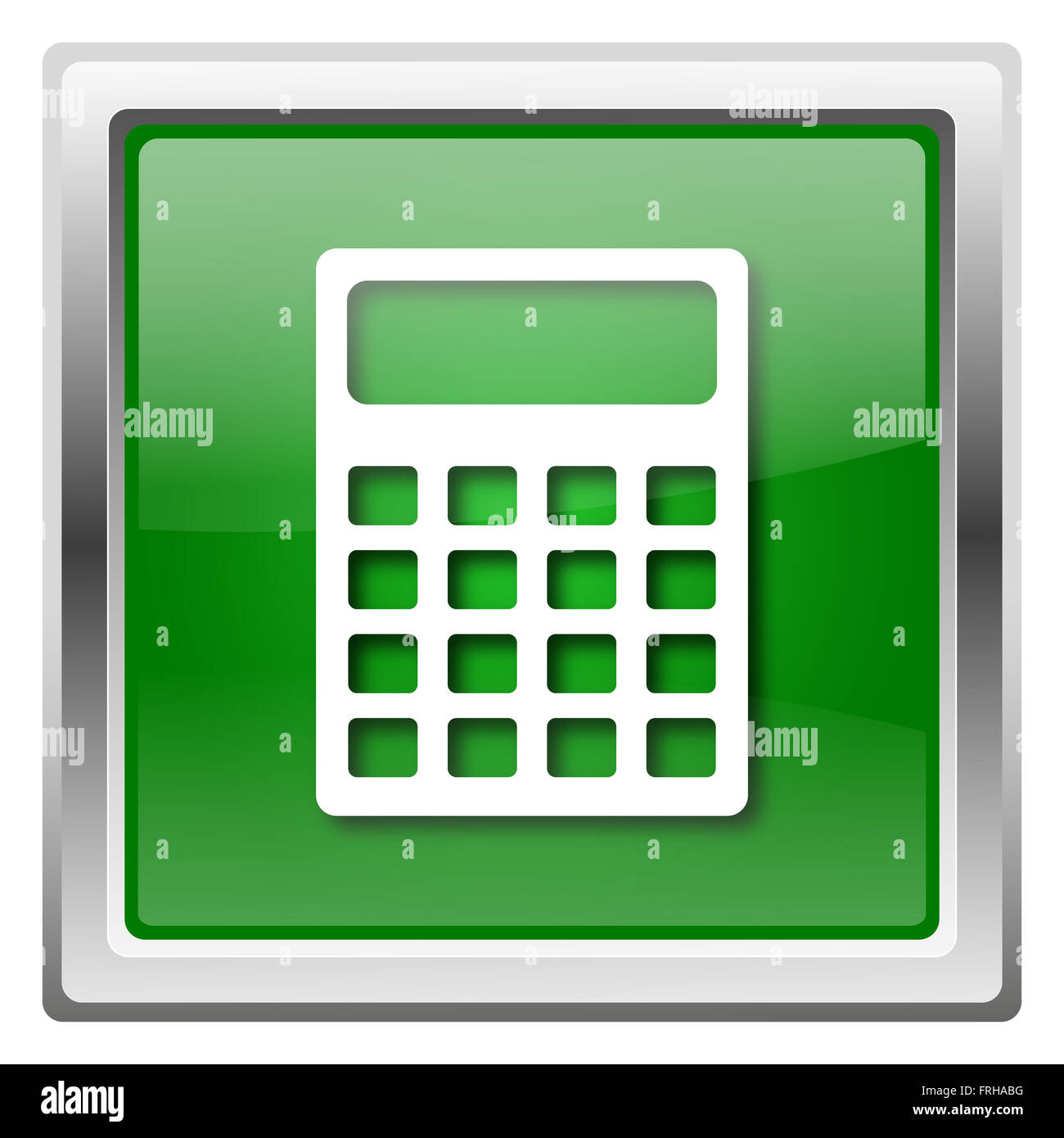 Metallic icon with white design on green background Stock Photo - Alamy