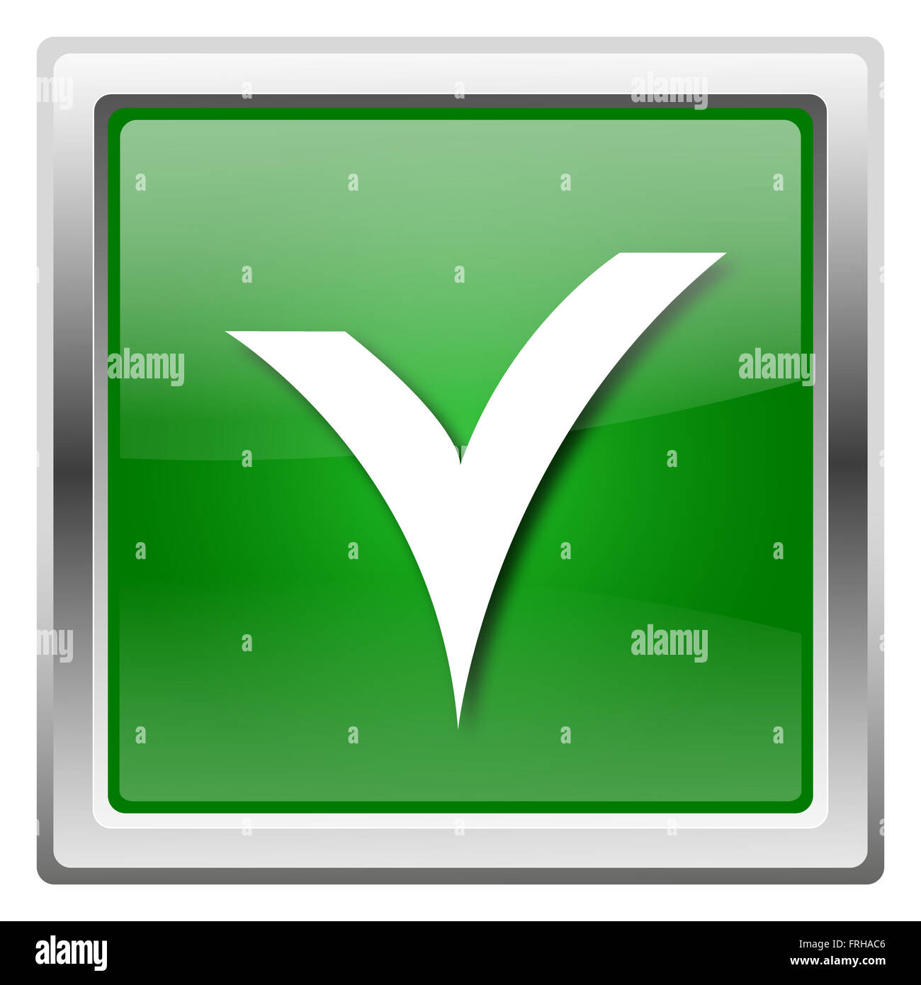 Metallic icon with white design on green background Stock Photo - Alamy
