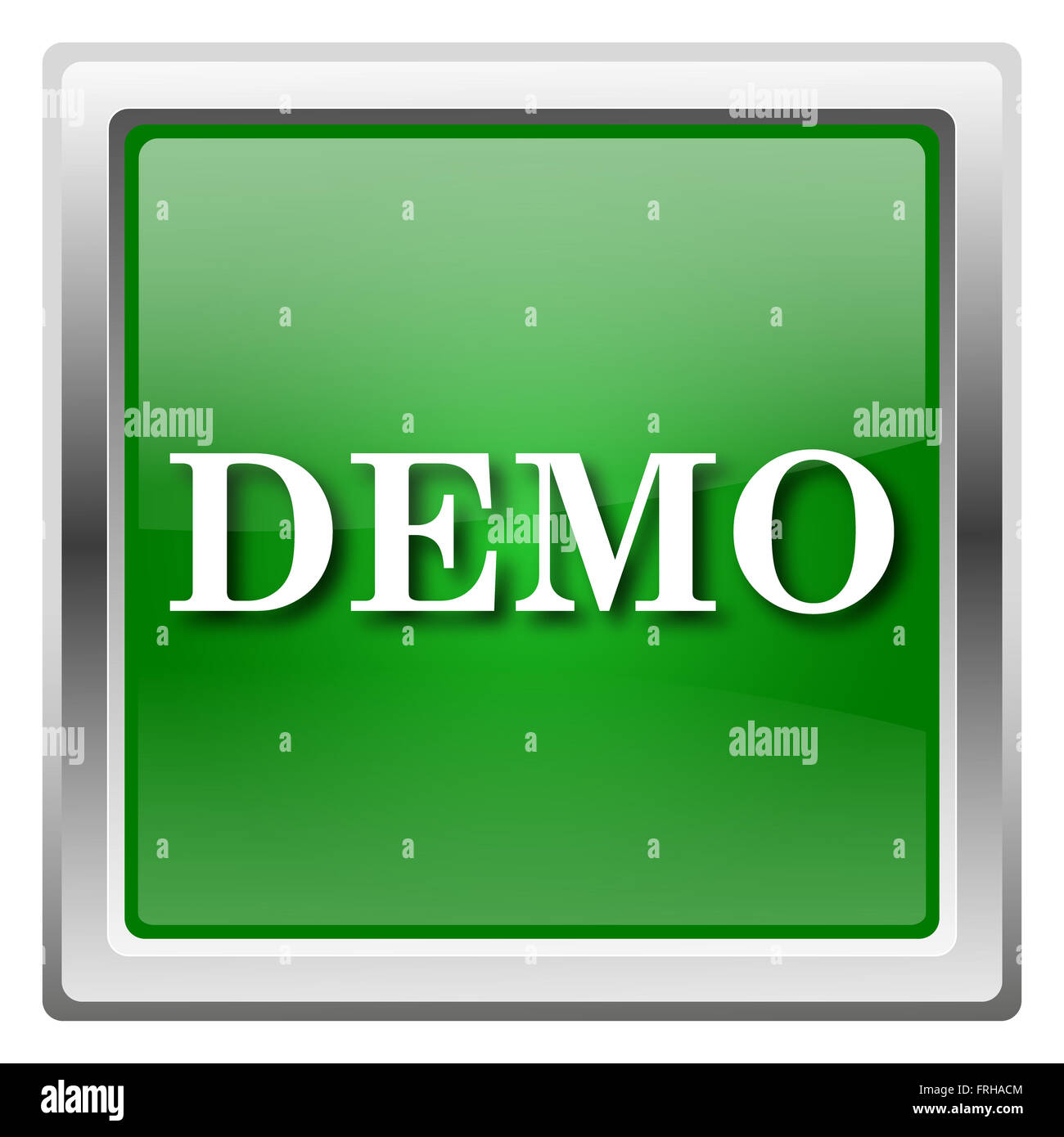 Metallic icon with white design on green background Stock Photo - Alamy