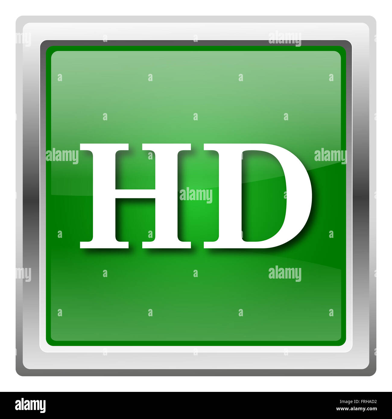 Metallic icon with white design on green background Stock Photo - Alamy