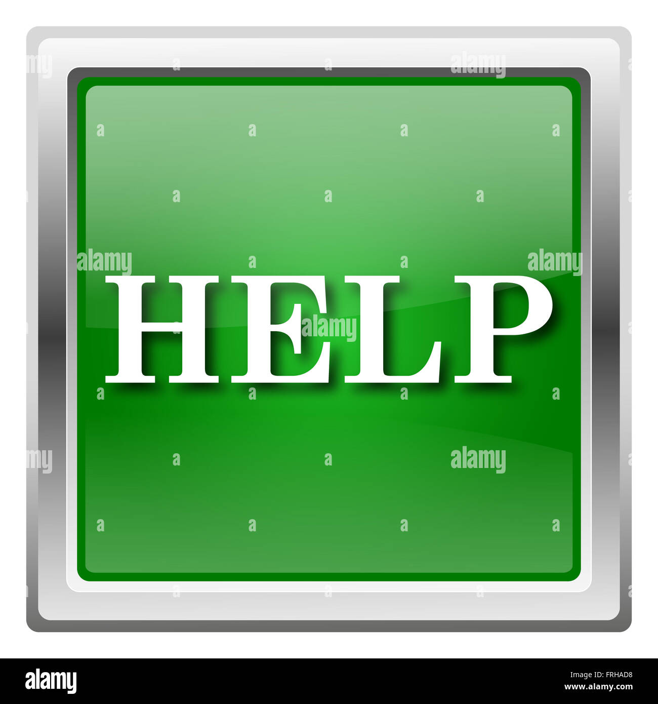 Metallic icon with white design on green background Stock Photo - Alamy