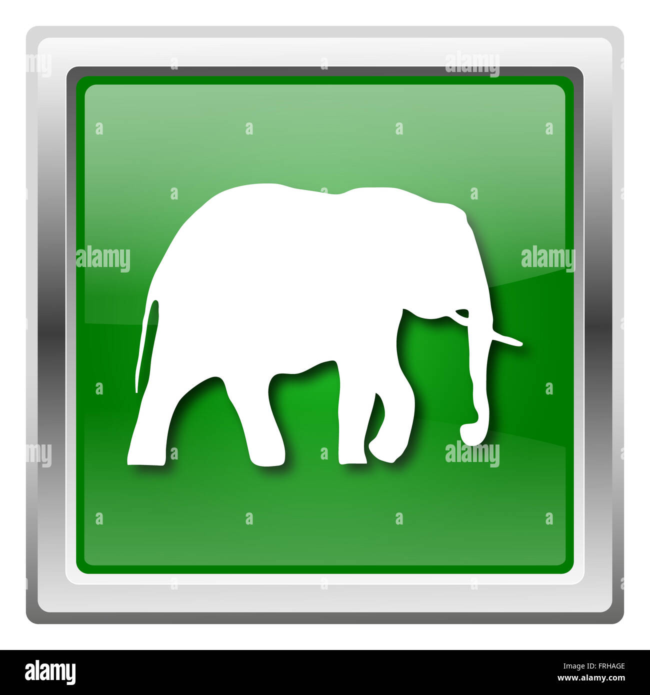 Metallic icon with white design on green background Stock Photo - Alamy