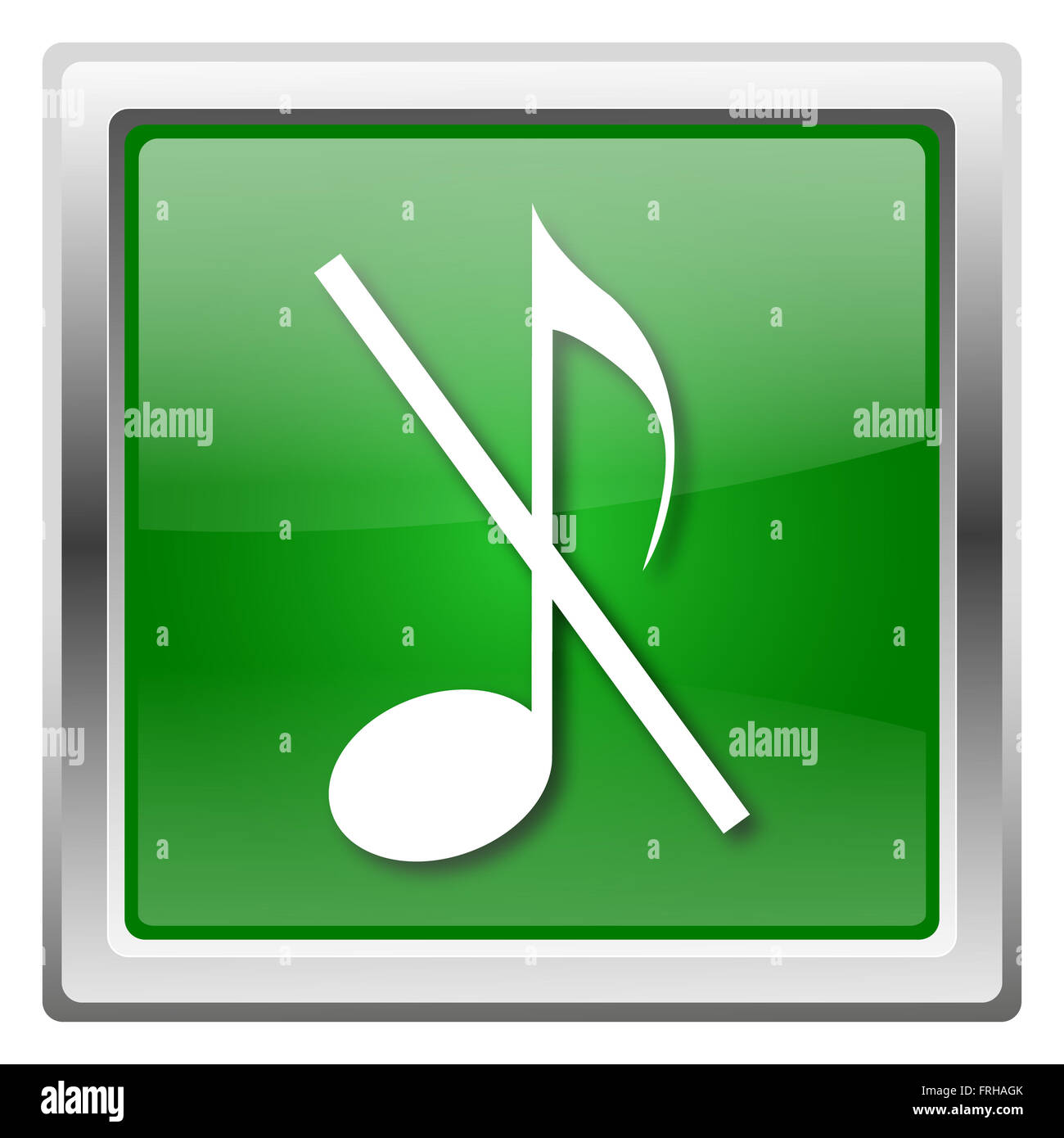 Metallic icon with white design on green background Stock Photo - Alamy