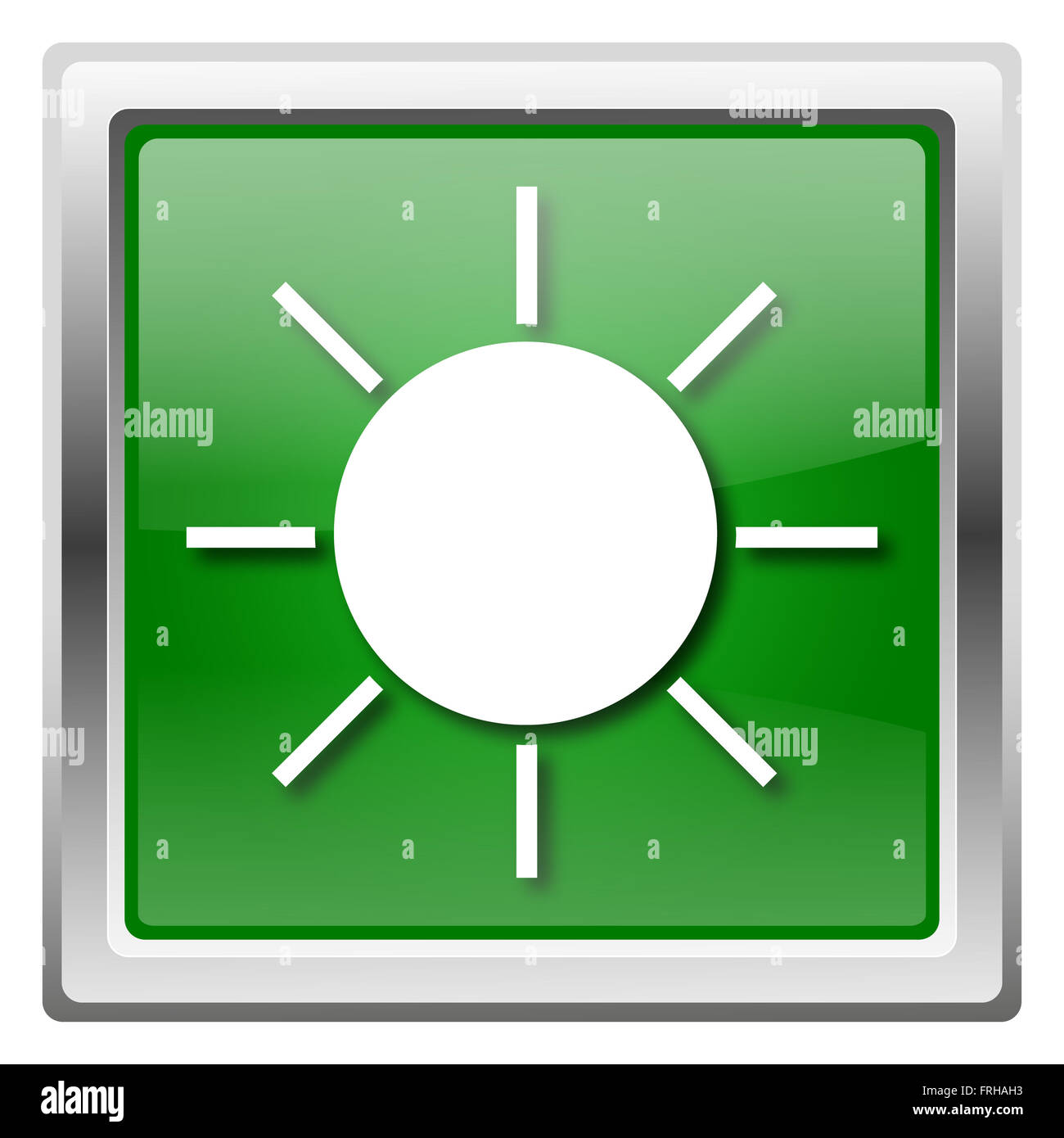 Metallic icon with white design on green background Stock Photo - Alamy