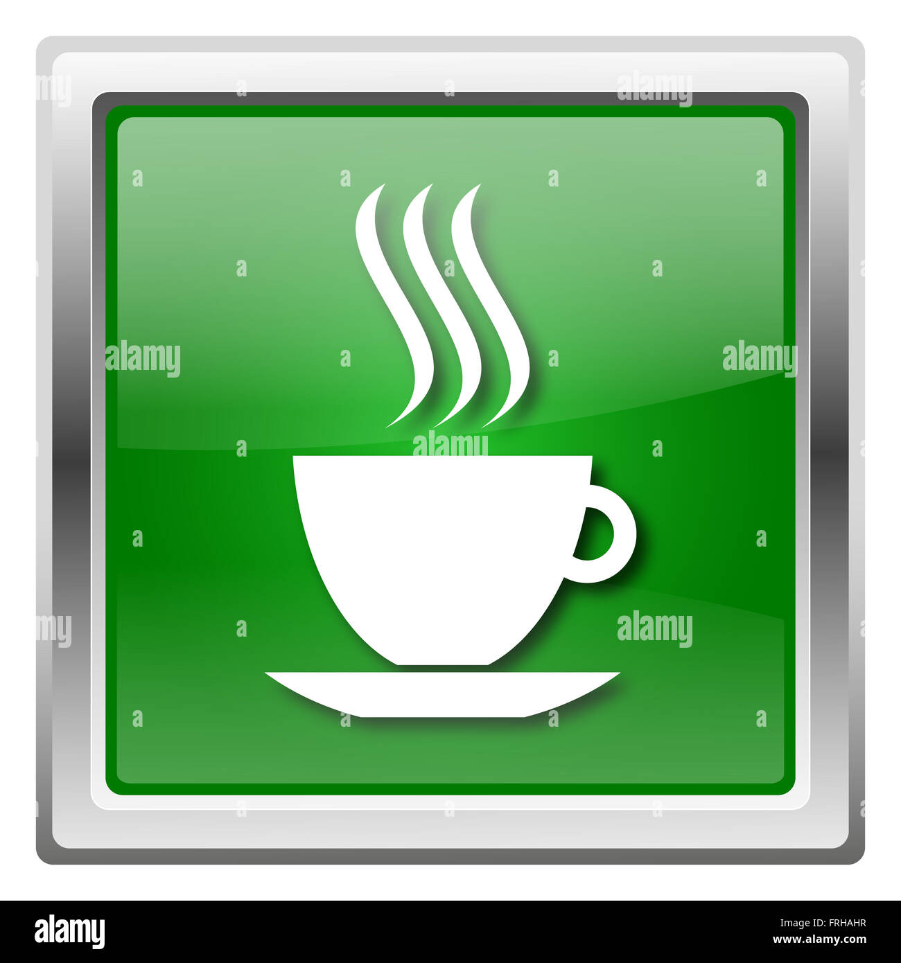 Metallic icon with white design on green background Stock Photo - Alamy