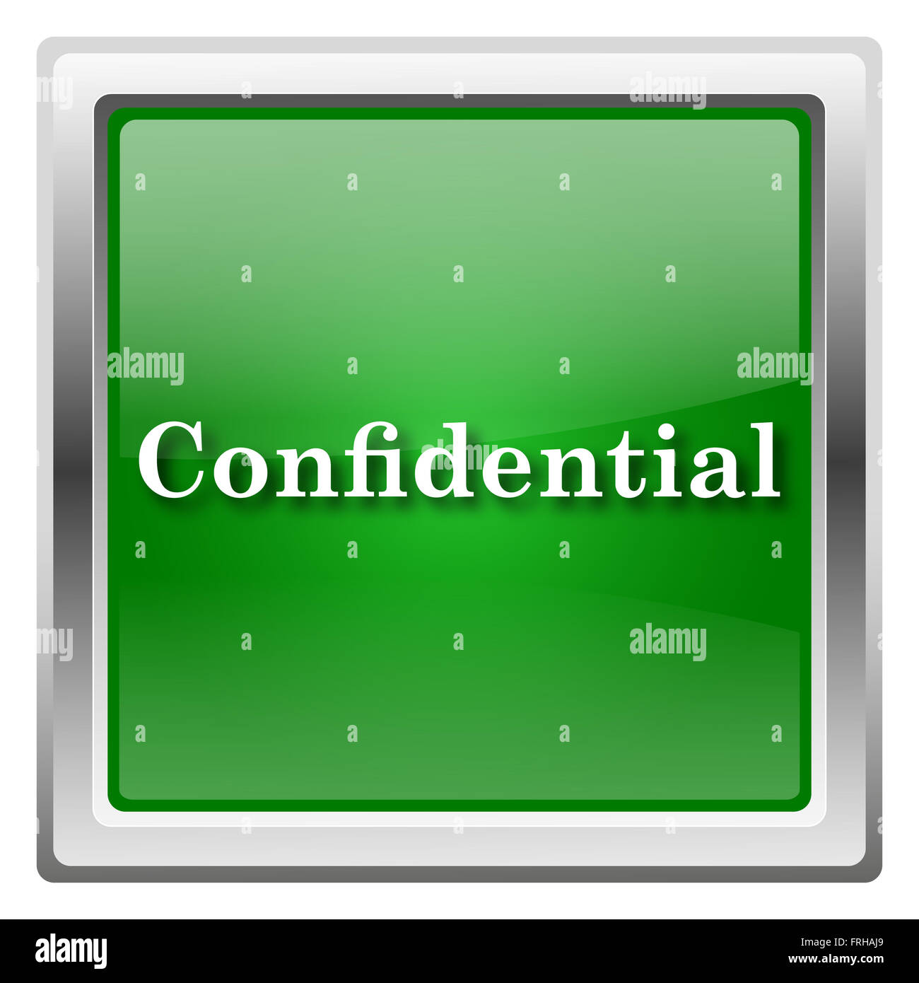 Metallic icon with white design on green background Stock Photo - Alamy