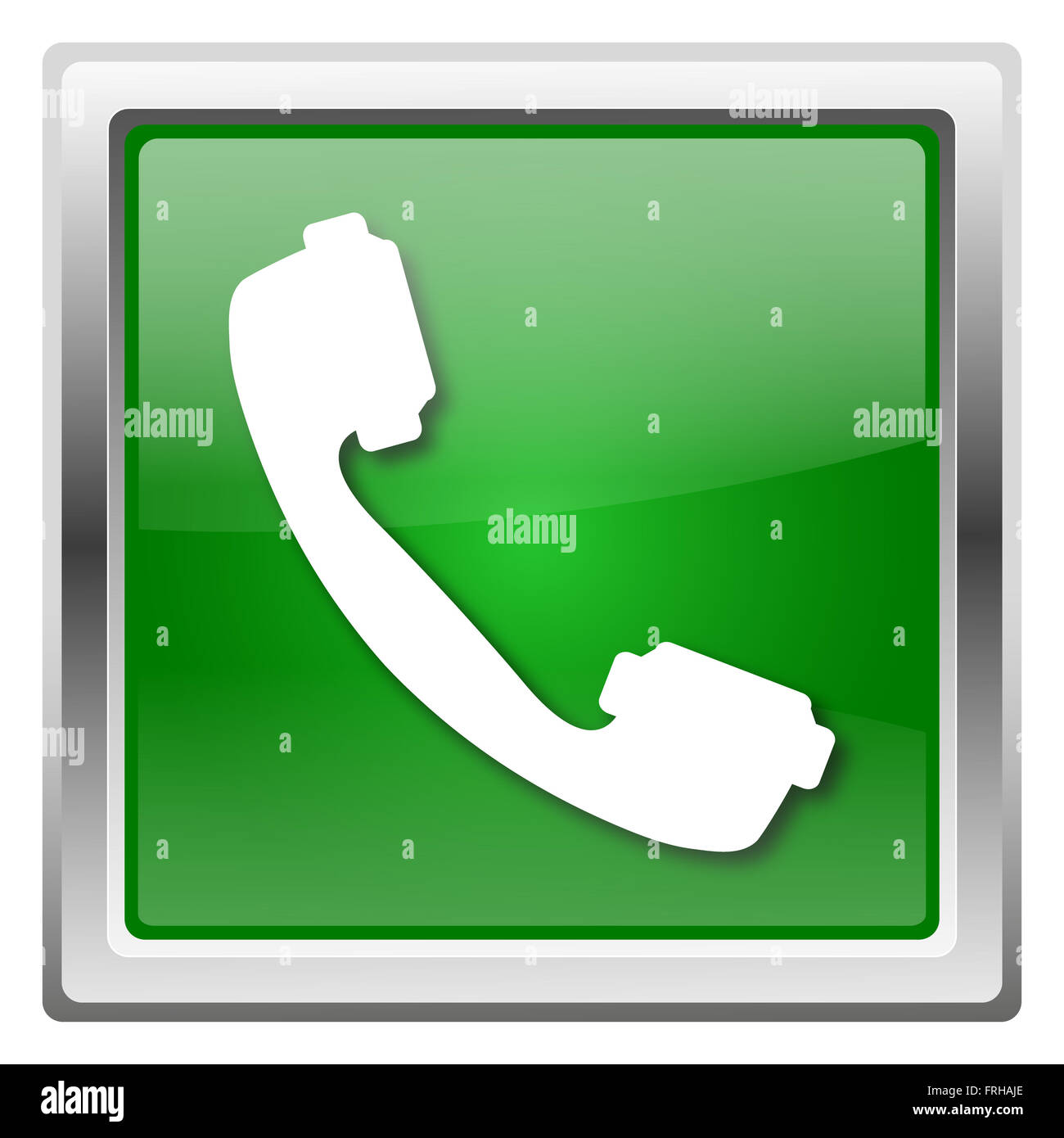 Metallic icon with white design on green background Stock Photo - Alamy