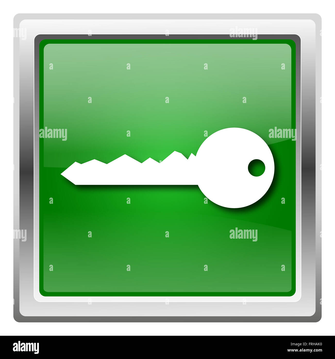 Metallic icon with white design on green background Stock Photo - Alamy
