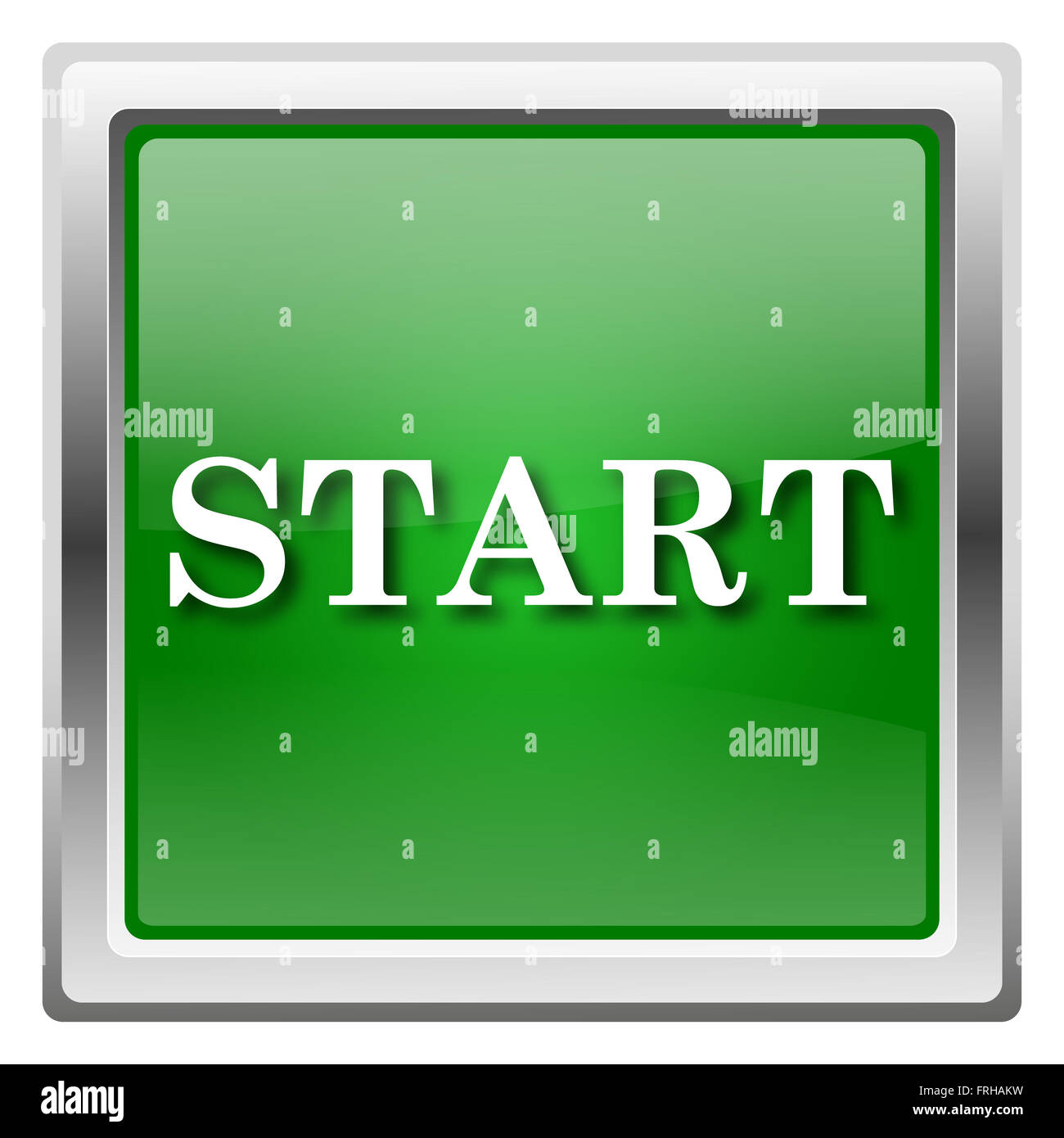 Metallic icon with white design on green background Stock Photo - Alamy