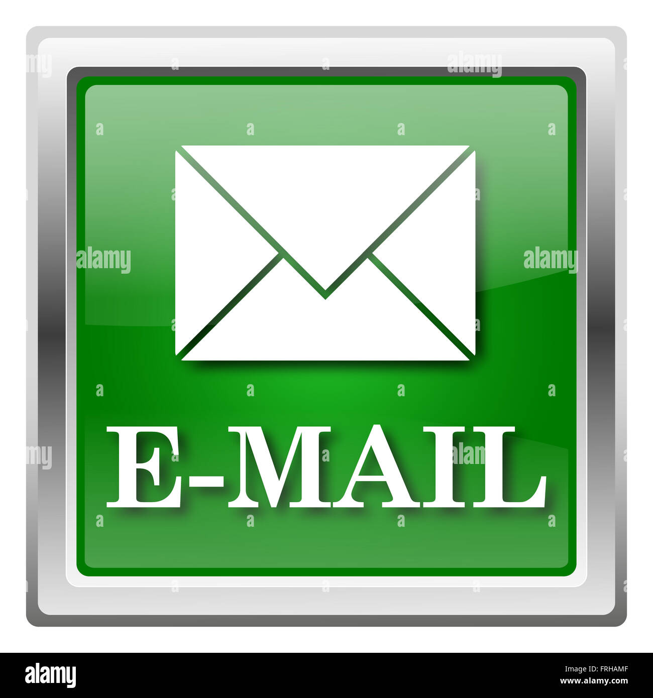 Metallic icon with white design on green background Stock Photo - Alamy