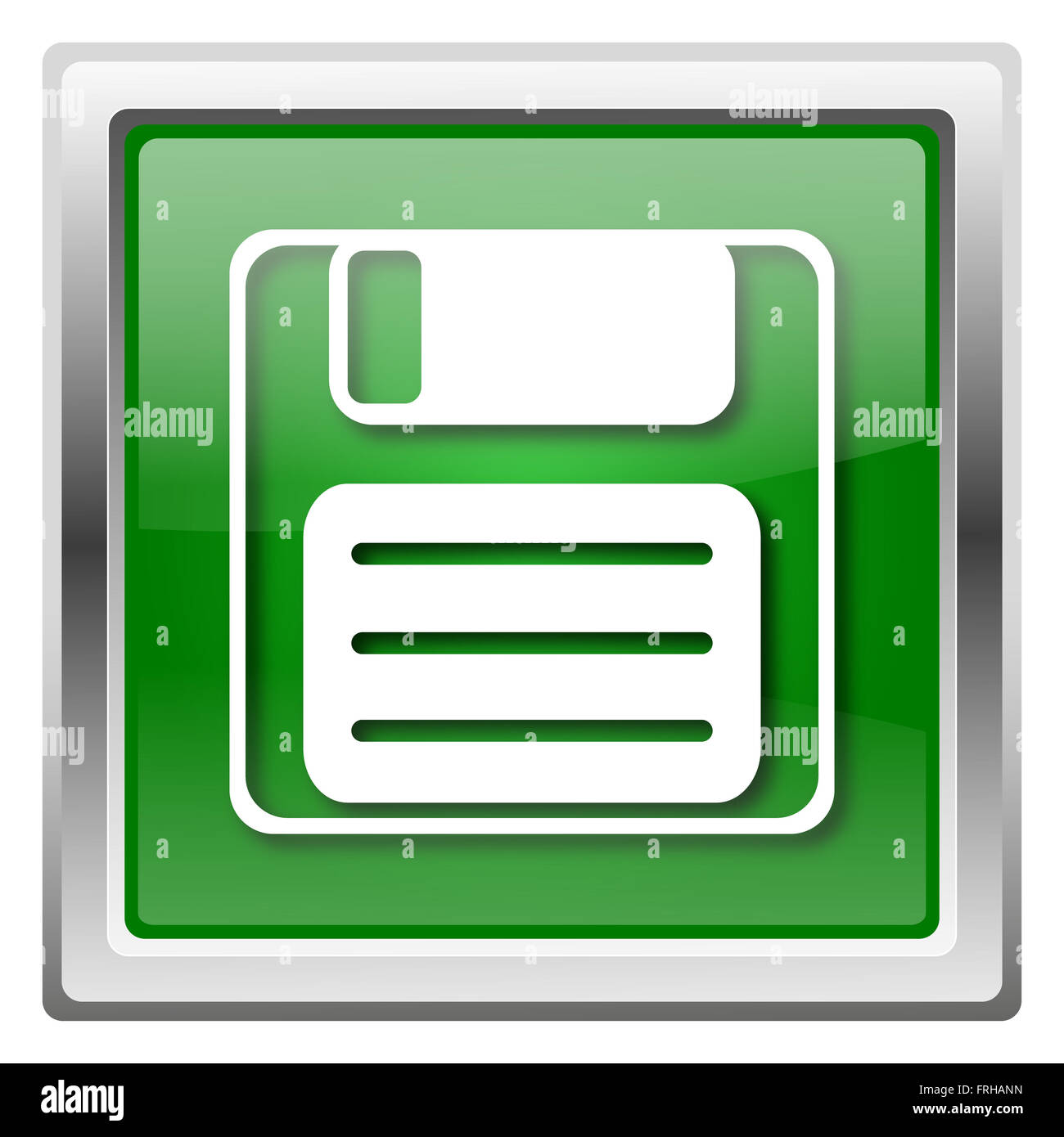 Metallic icon with white design on green background Stock Photo - Alamy