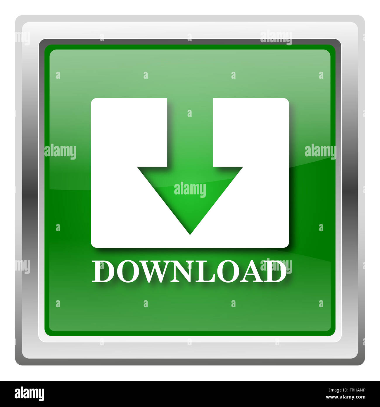 Metallic icon with white design on green background Stock Photo - Alamy