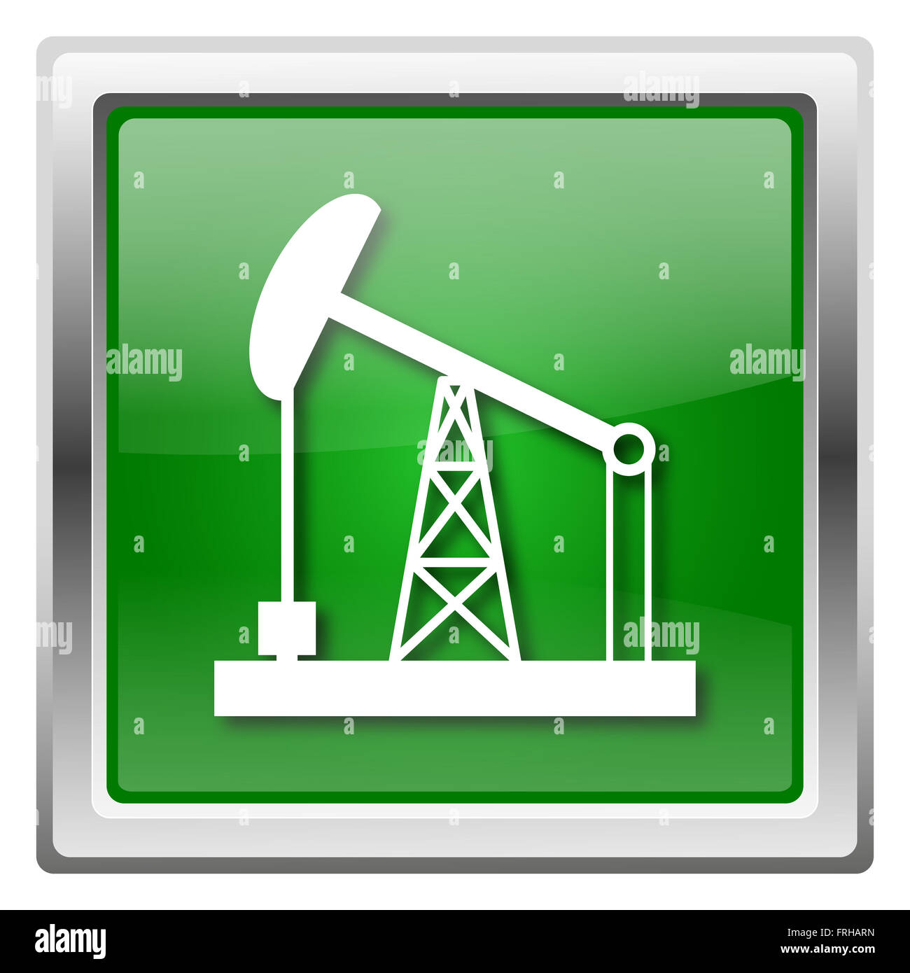 Metallic icon with white design on green background Stock Photo - Alamy