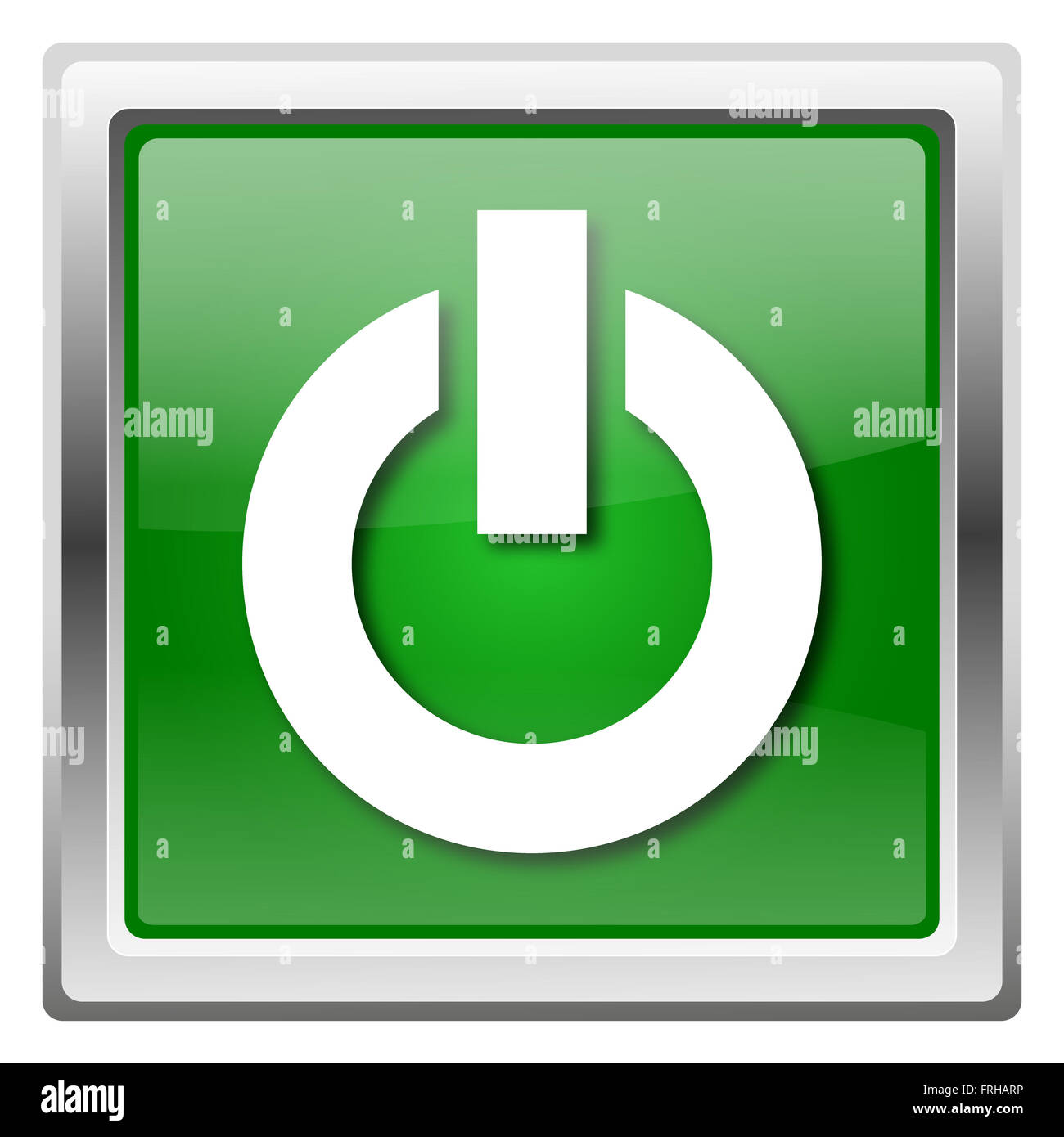 Metallic icon with white design on green background Stock Photo - Alamy