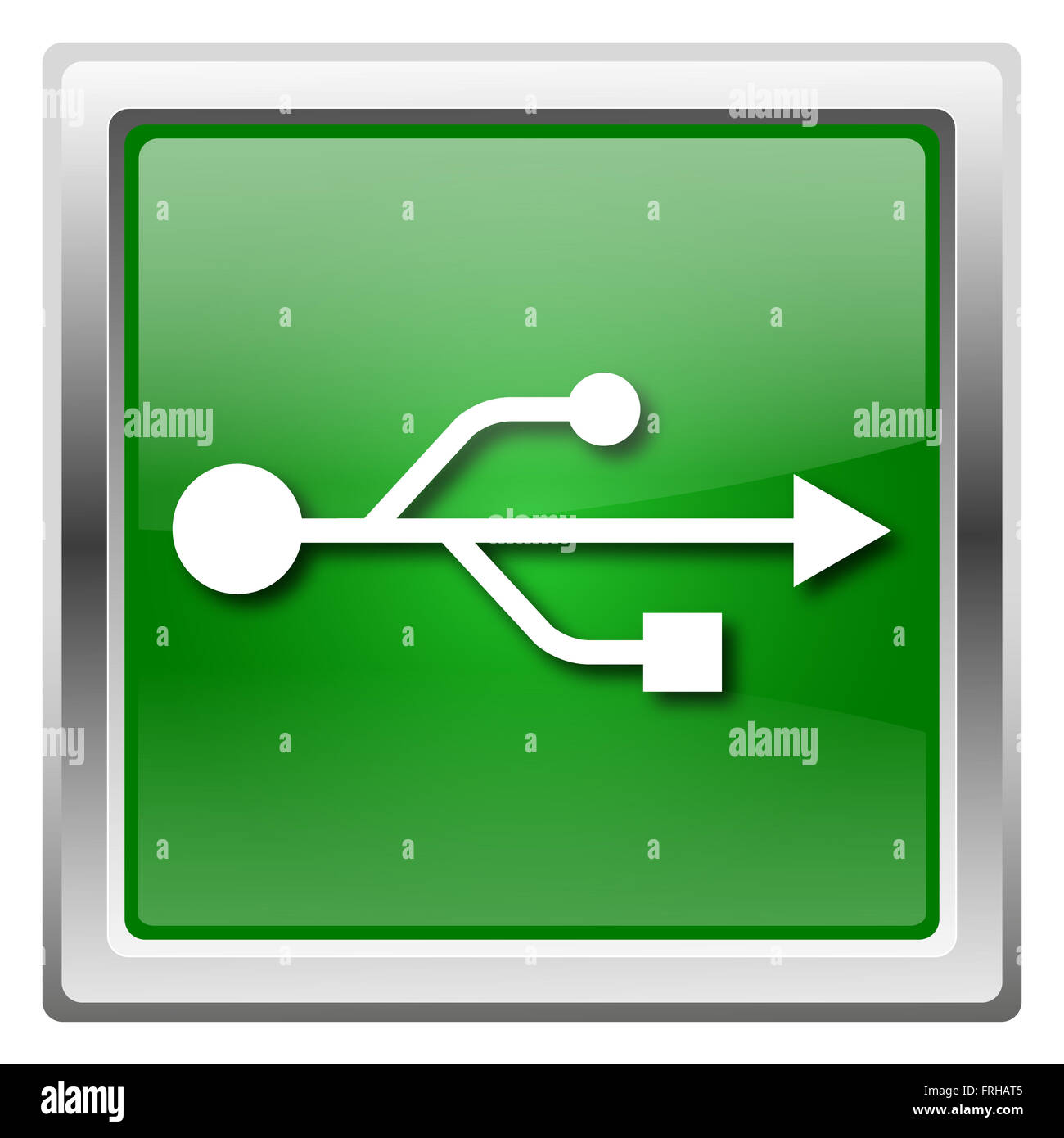 Metallic icon with white design on green background Stock Photo - Alamy