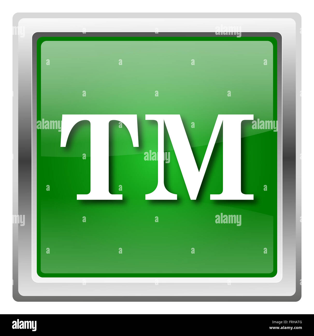 Metallic icon with white design on green background Stock Photo - Alamy