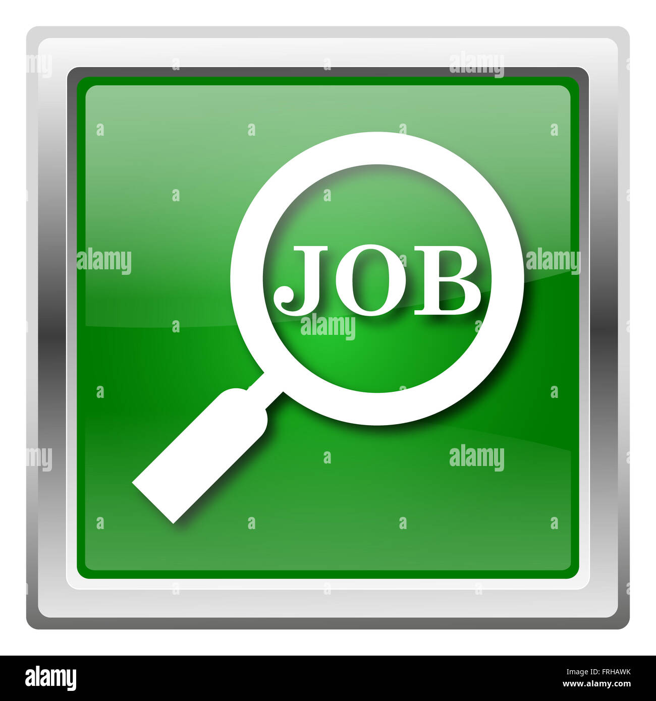 Metallic icon with white design on green background Stock Photo - Alamy