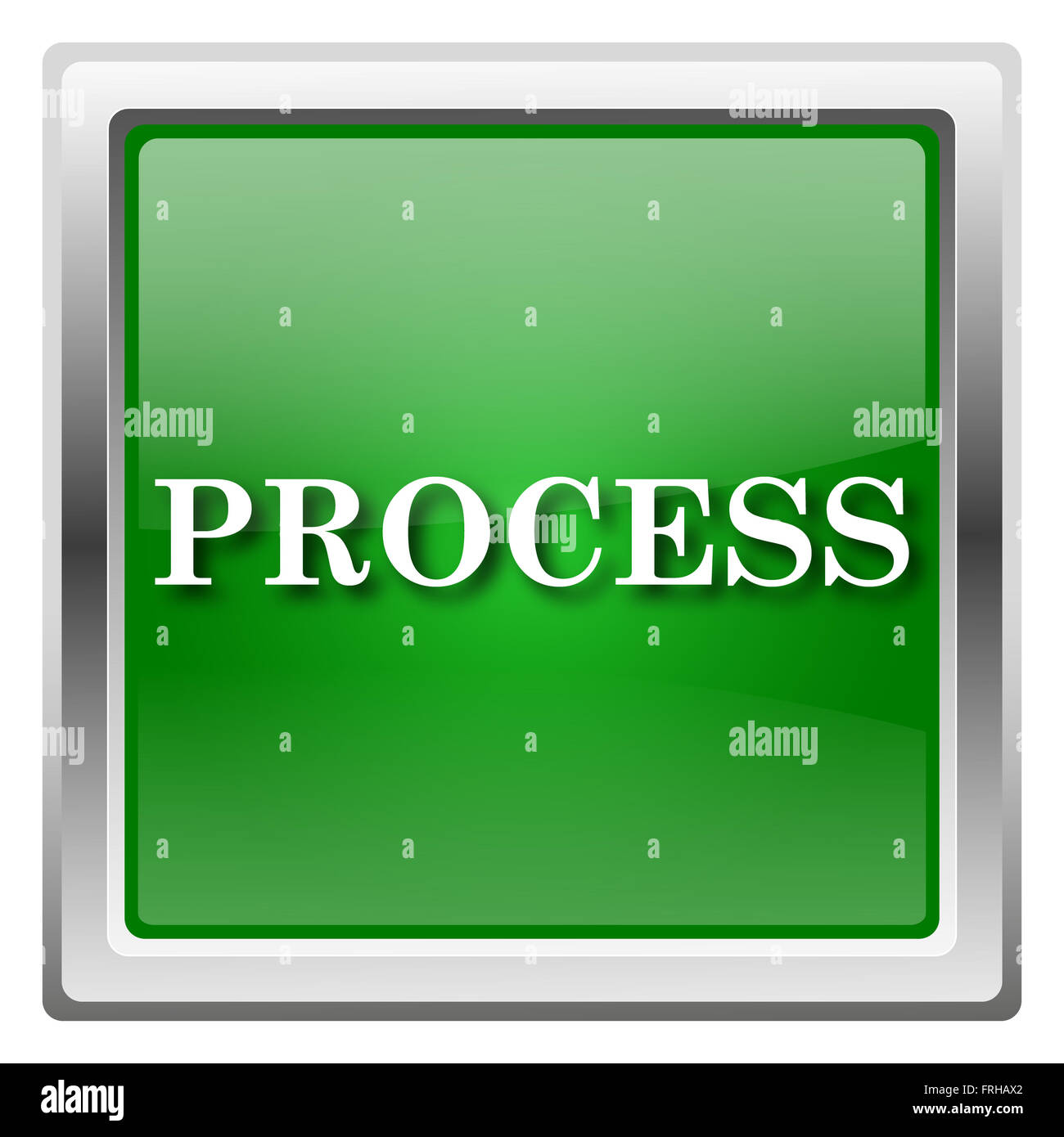 Metallic icon with white design on green background Stock Photo - Alamy