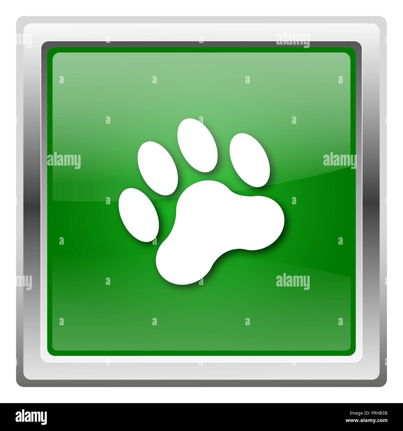 Metallic icon with white design on green background Stock Photo - Alamy