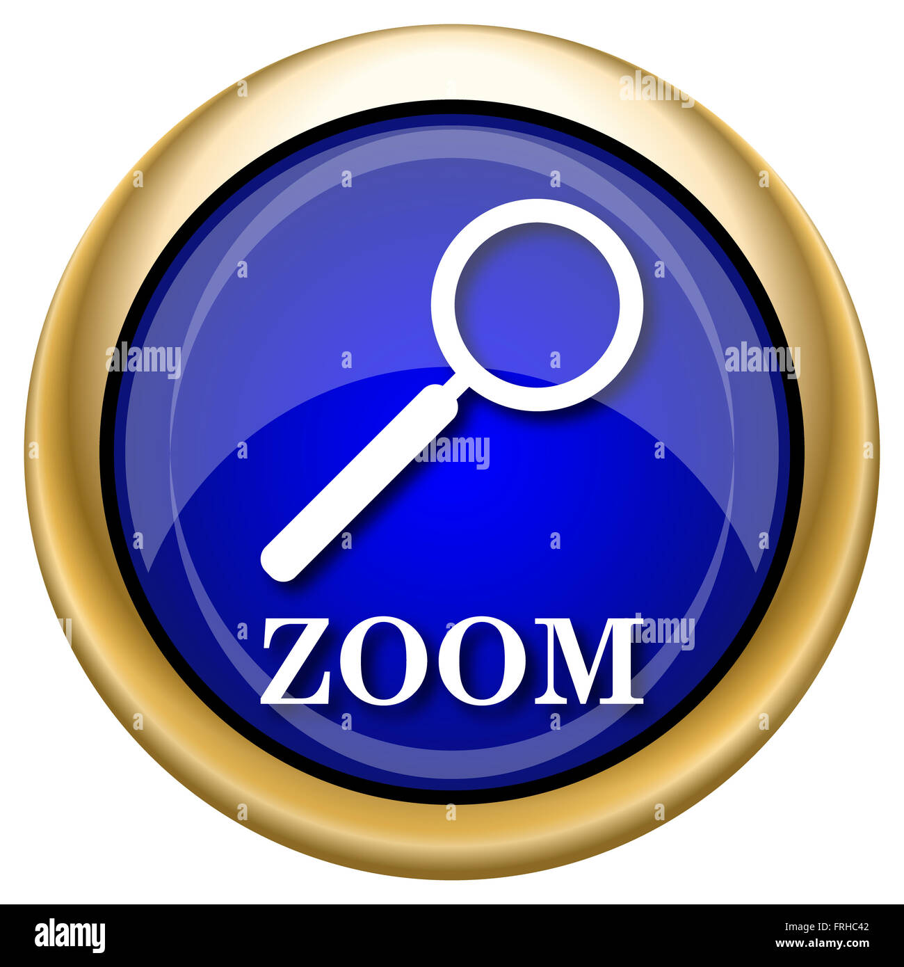 Shiny glossy icon with white design on blue and gold background Stock ...