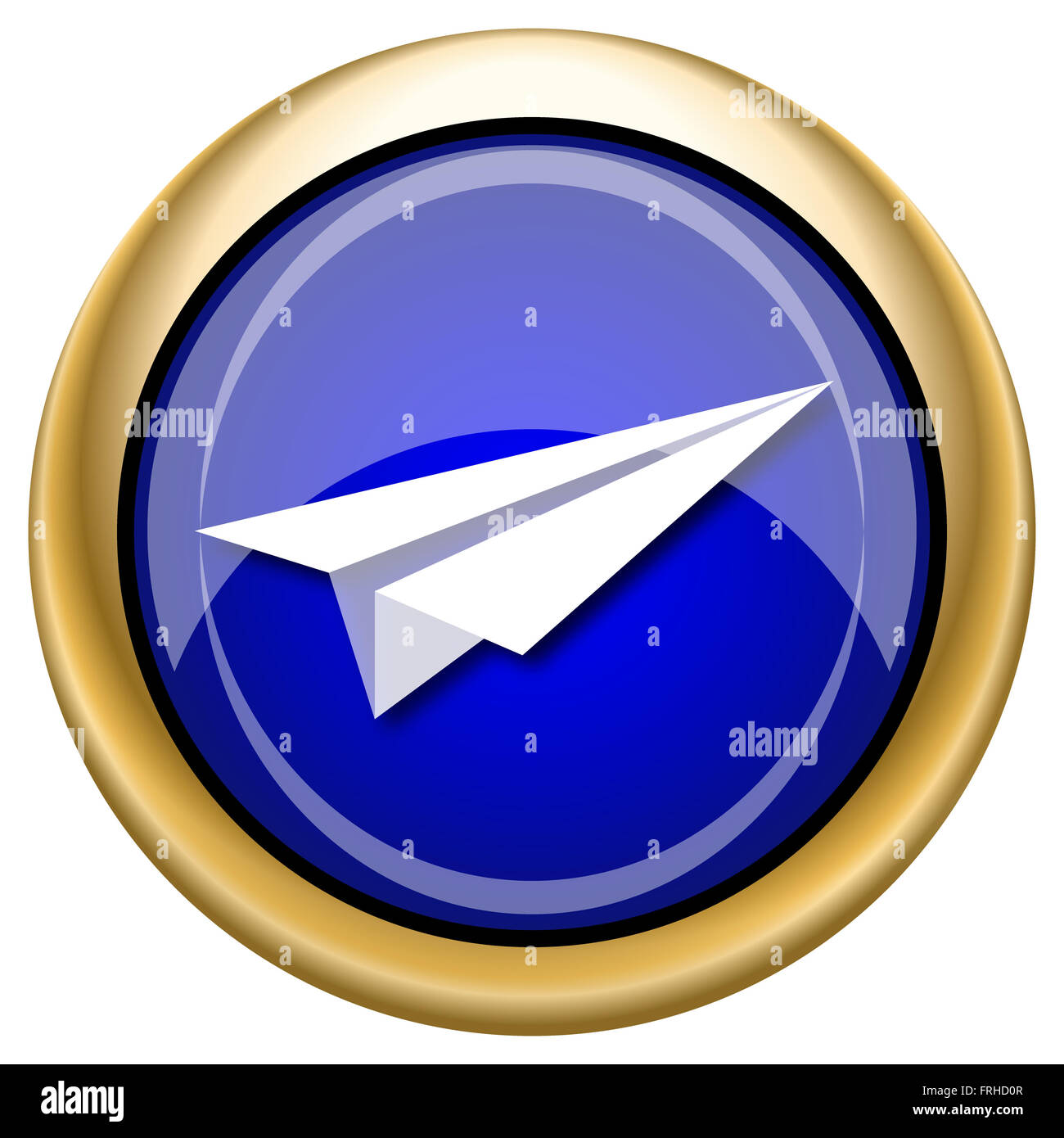 Blue shiny glossy icon on white background Stock Photo - Alamy