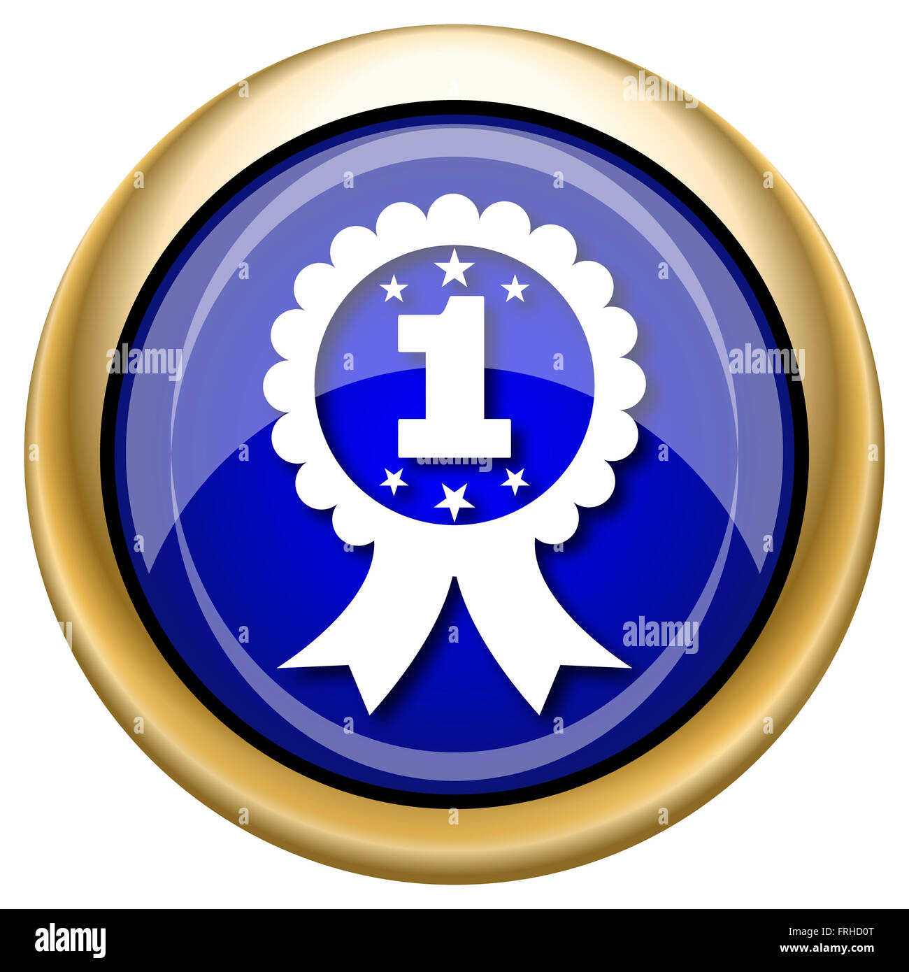 Blue shiny glossy icon on white background Stock Photo - Alamy