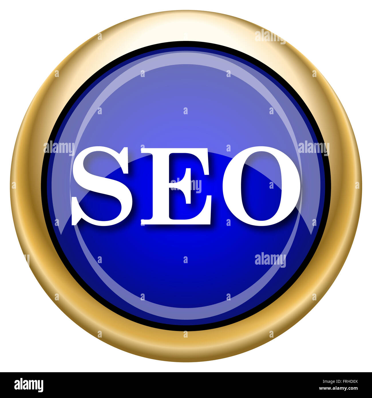 Blue shiny glossy icon on white background Stock Photo - Alamy