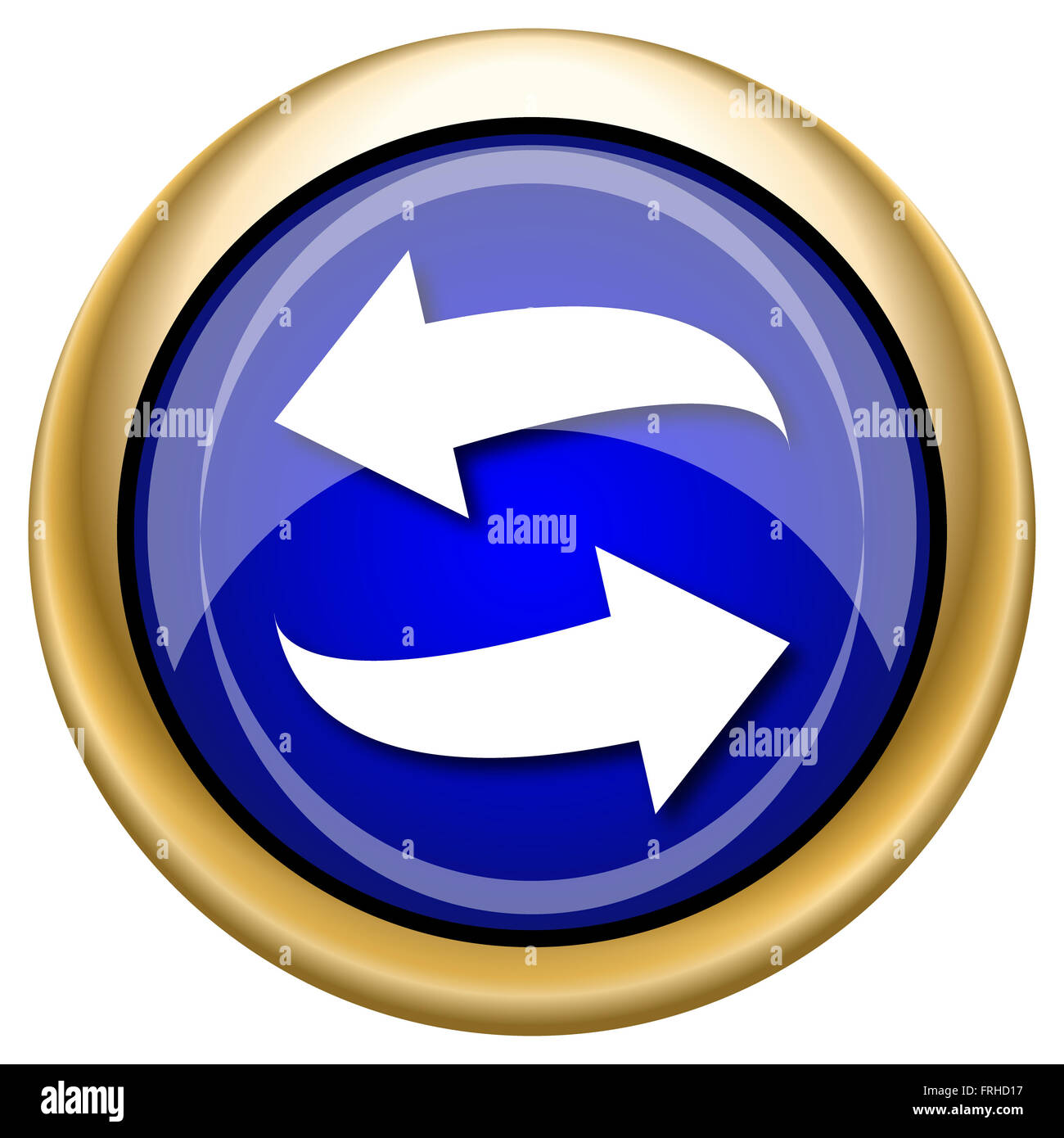 Blue shiny glossy icon on white background Stock Photo - Alamy