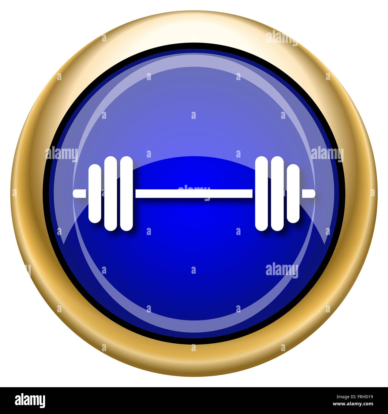 Blue shiny glossy icon on white background Stock Photo - Alamy