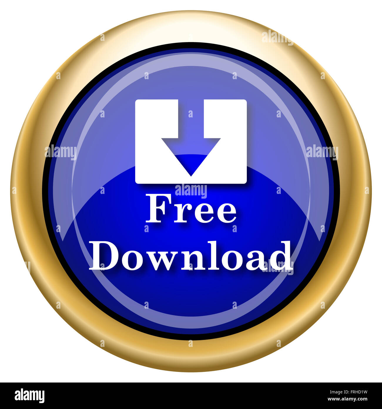 Blue shiny glossy icon on white background Stock Photo - Alamy