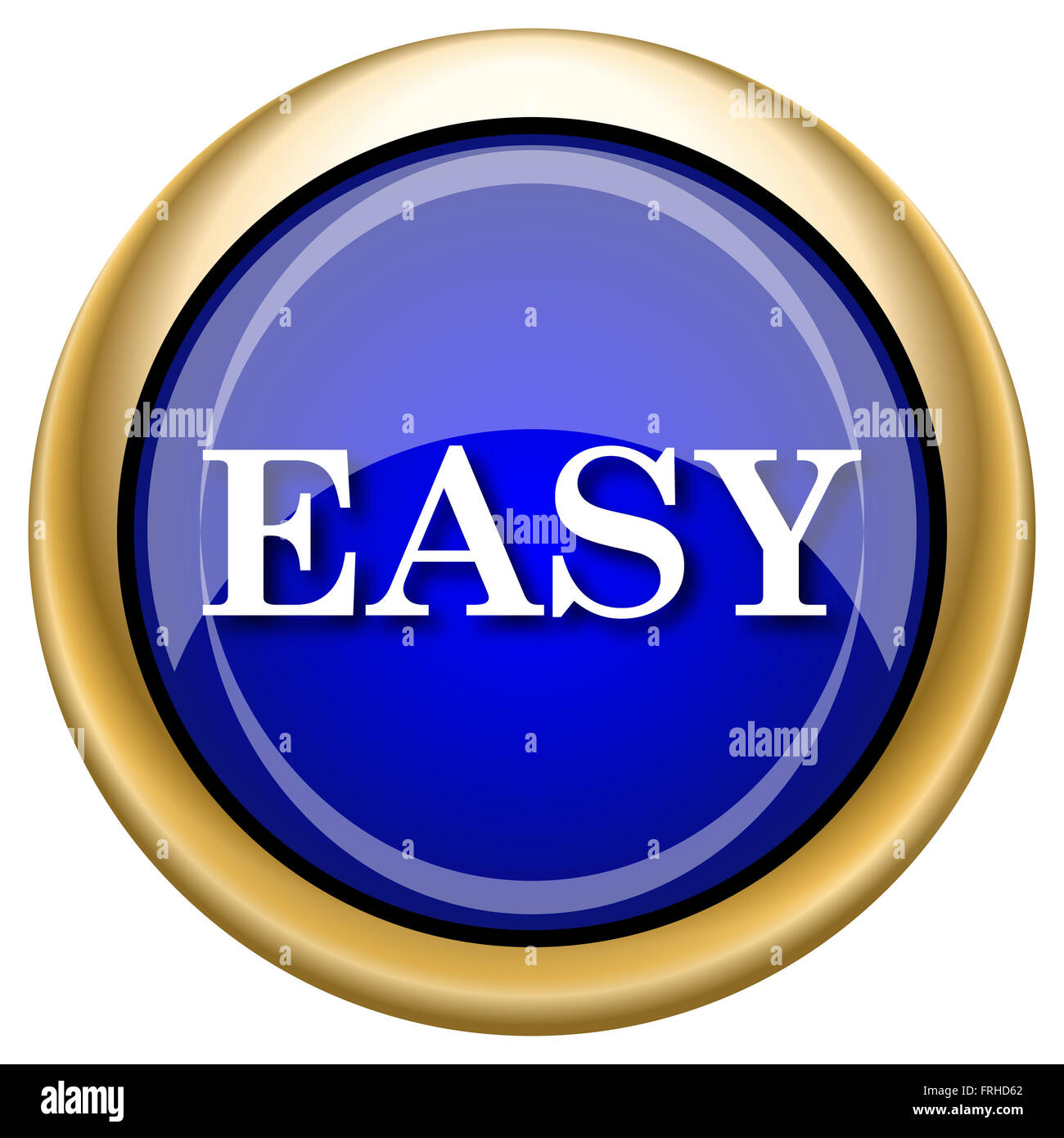 Blue shiny glossy icon on white background Stock Photo - Alamy